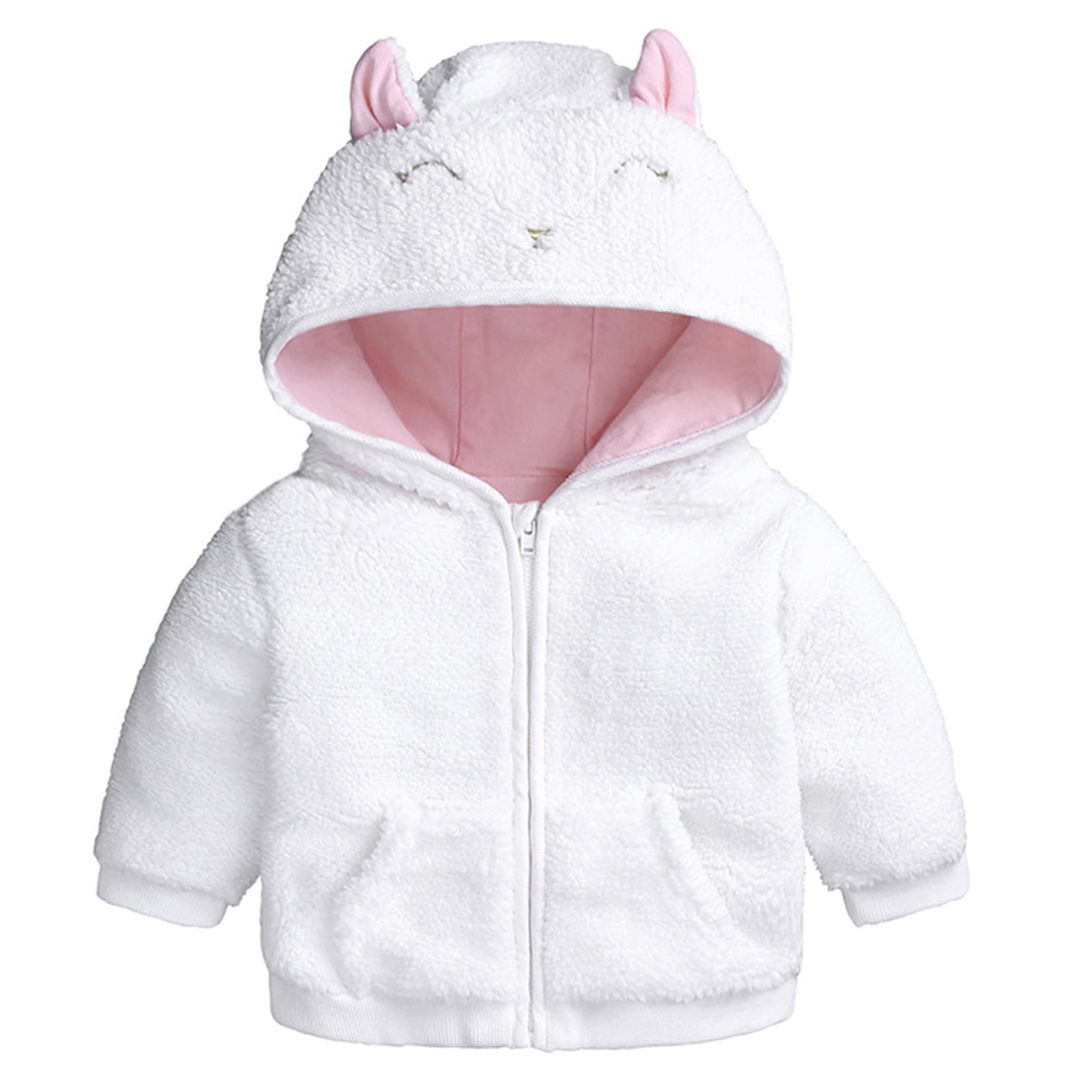ANINEO Girls Winter Coat Rabbit Ears Hooded Jacket Zipper Thicken Windproof Warm Outwear ...