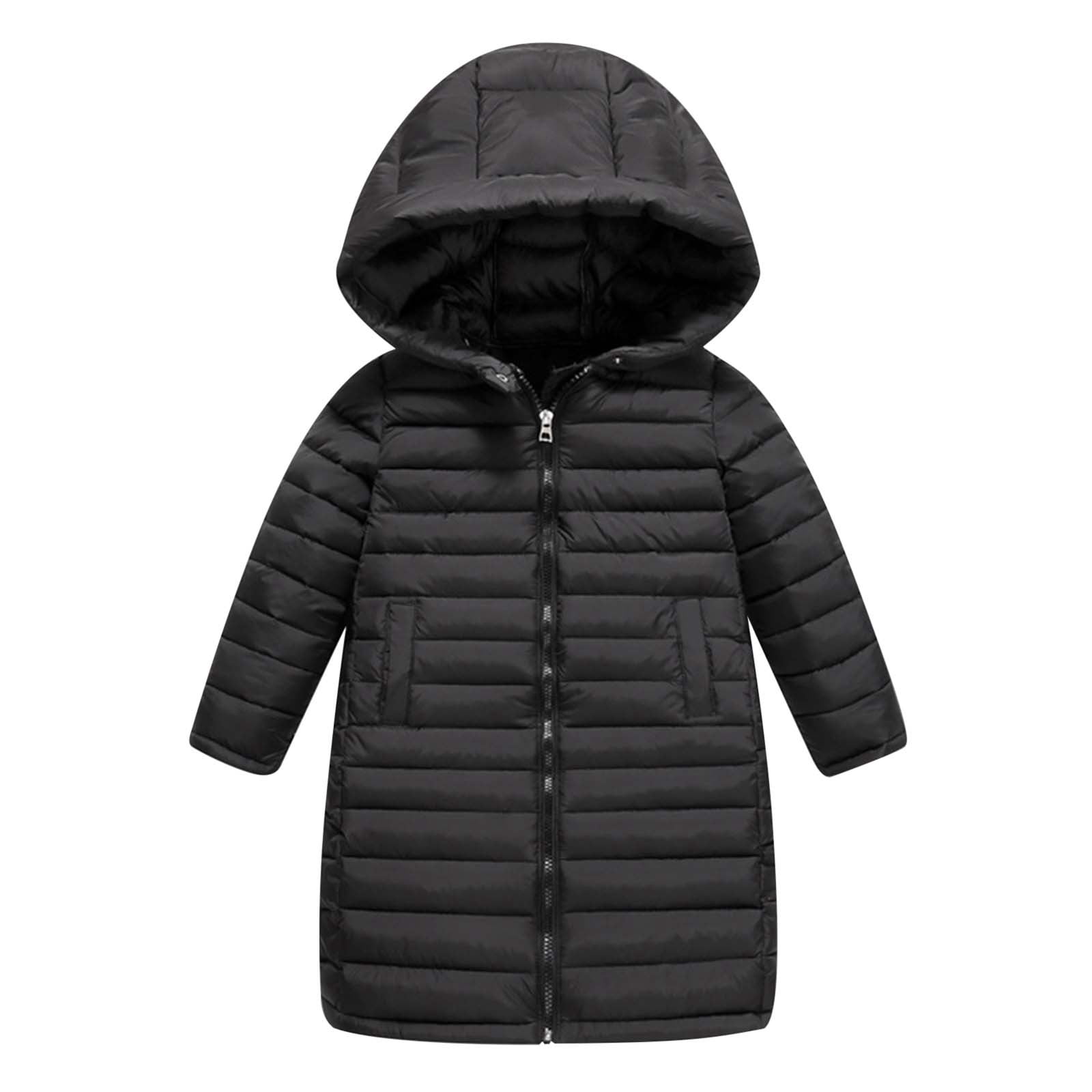 ANINEO Kids Long Down Coat Girls Zipper Hooded Jacket Boy's Lightweight ...