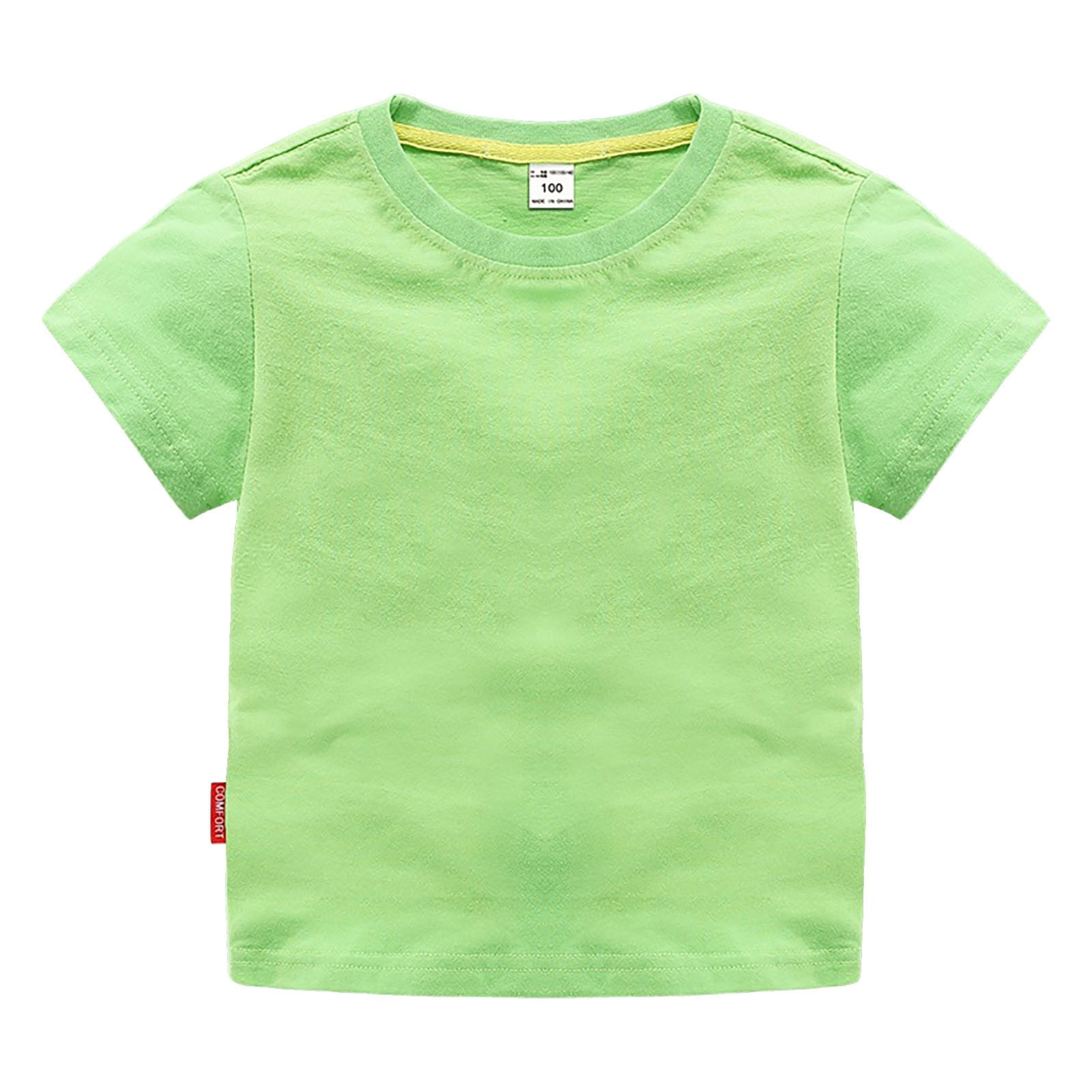 ANINEO Kids' Tees Crewneck Cotton Solid T-Shirts Boys Girls Short ...