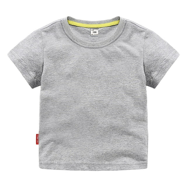 ANINEO Kids' Tees Crewneck Cotton Solid T-Shirts Boys Girls Short ...