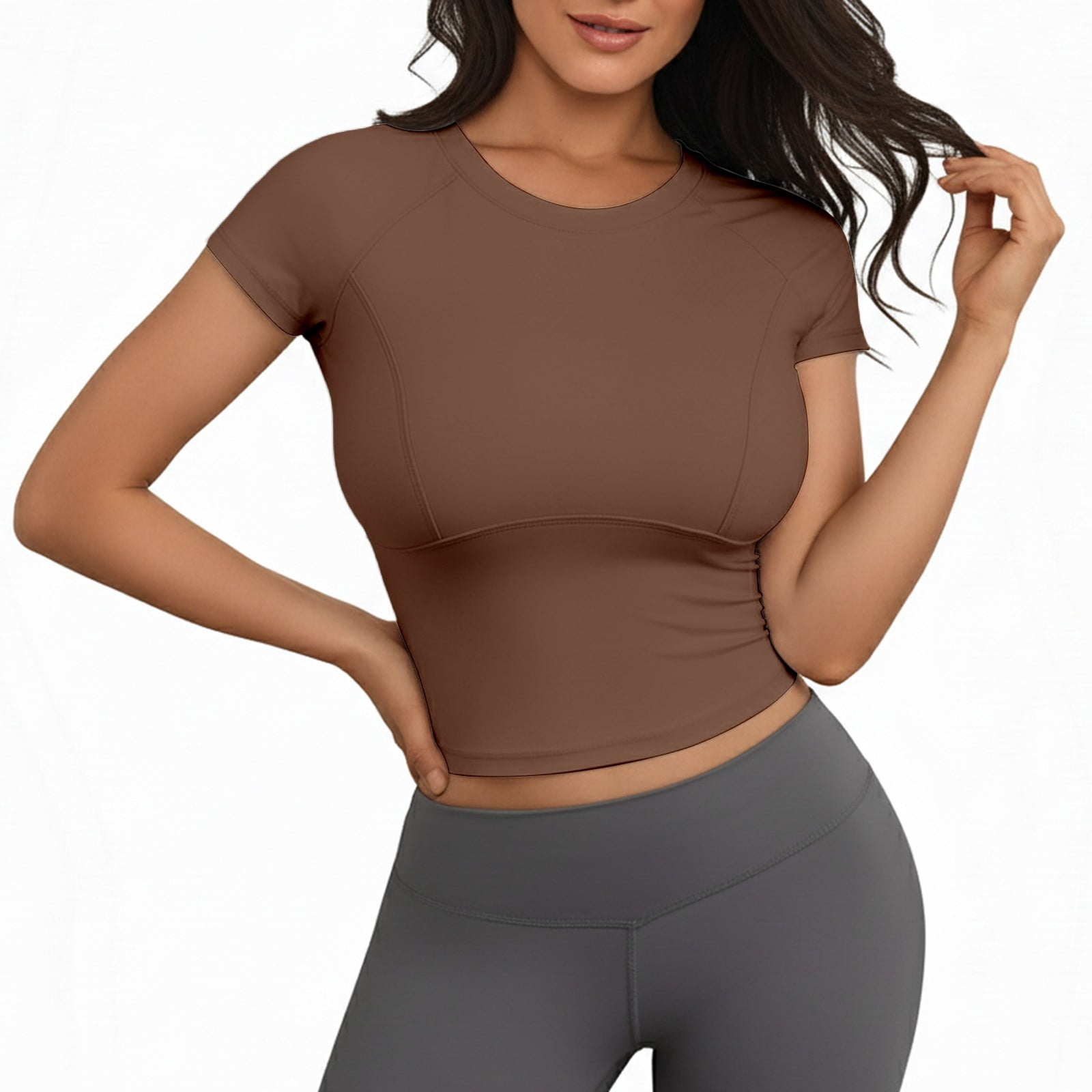 ANINEO Ladies Daily Blouses High Compression T Shirt Athletic Training ...