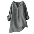 ANINEO Ladies Daily Blouses Loose Button Down Blouse Tops Long Sleeve ...