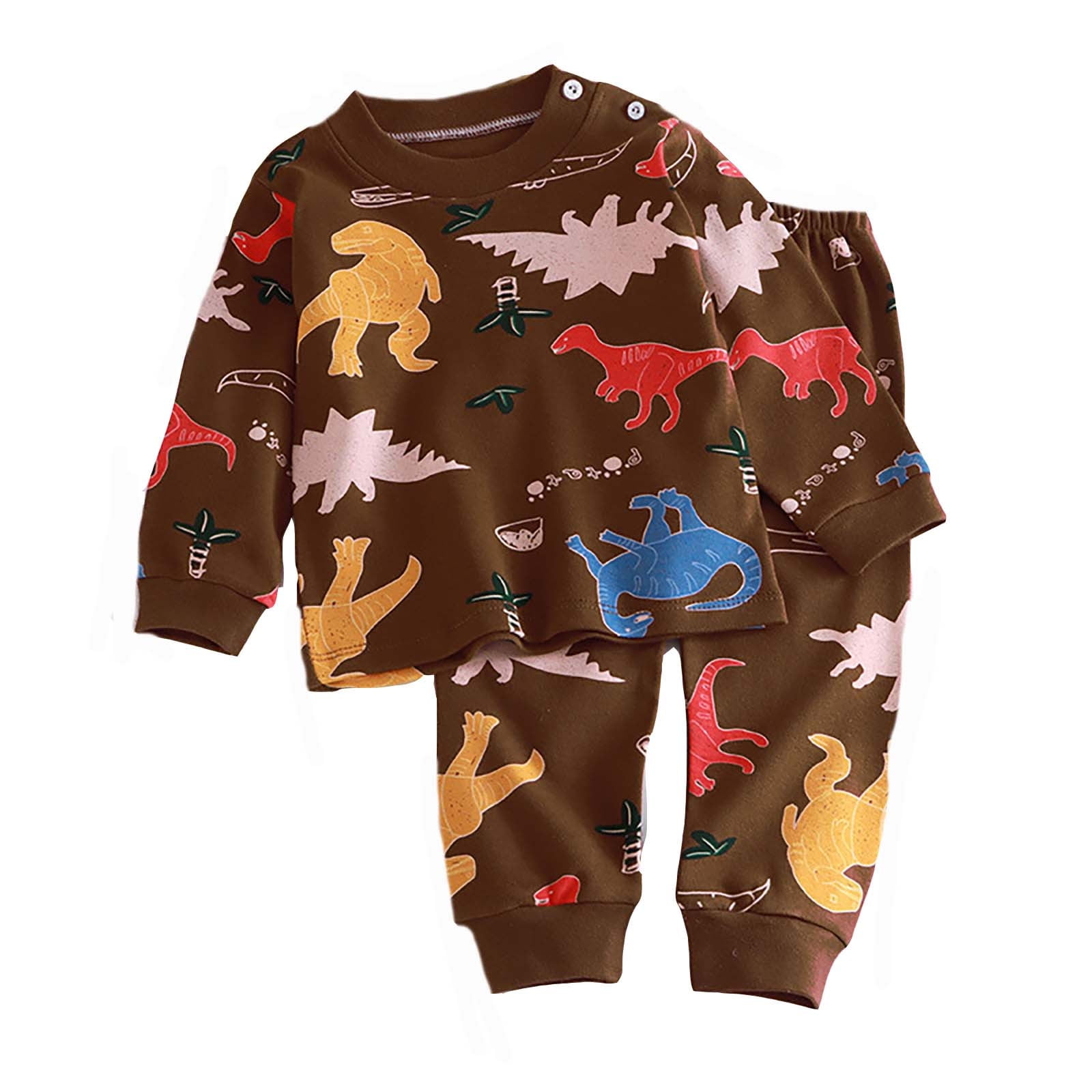 ANINEO Little Boys Girls Pajamas Dinosaur Animals Cartoon 2PCS Train ...