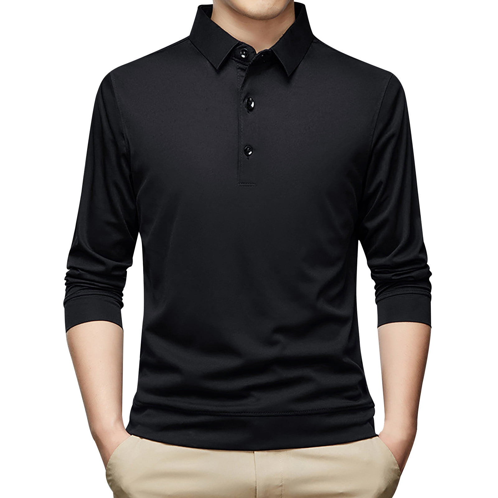 ANINEO Men Long Sleeve Button Shirts Regular Fit Casual Business Shirts ...