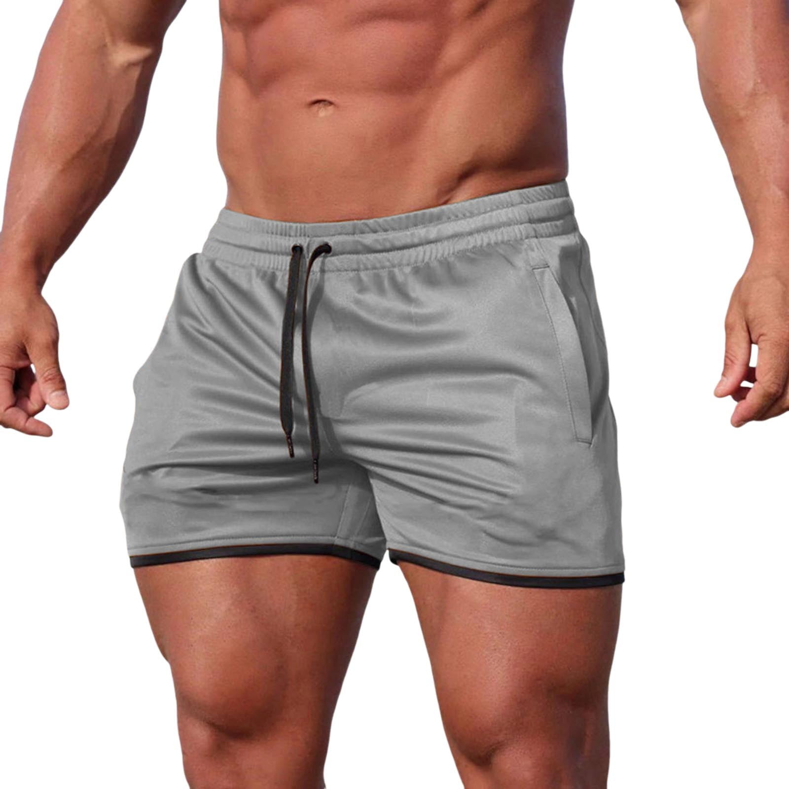 ANINEO Men Spring Summer Solid Color Shorts Casual Street Fitness Tie ...