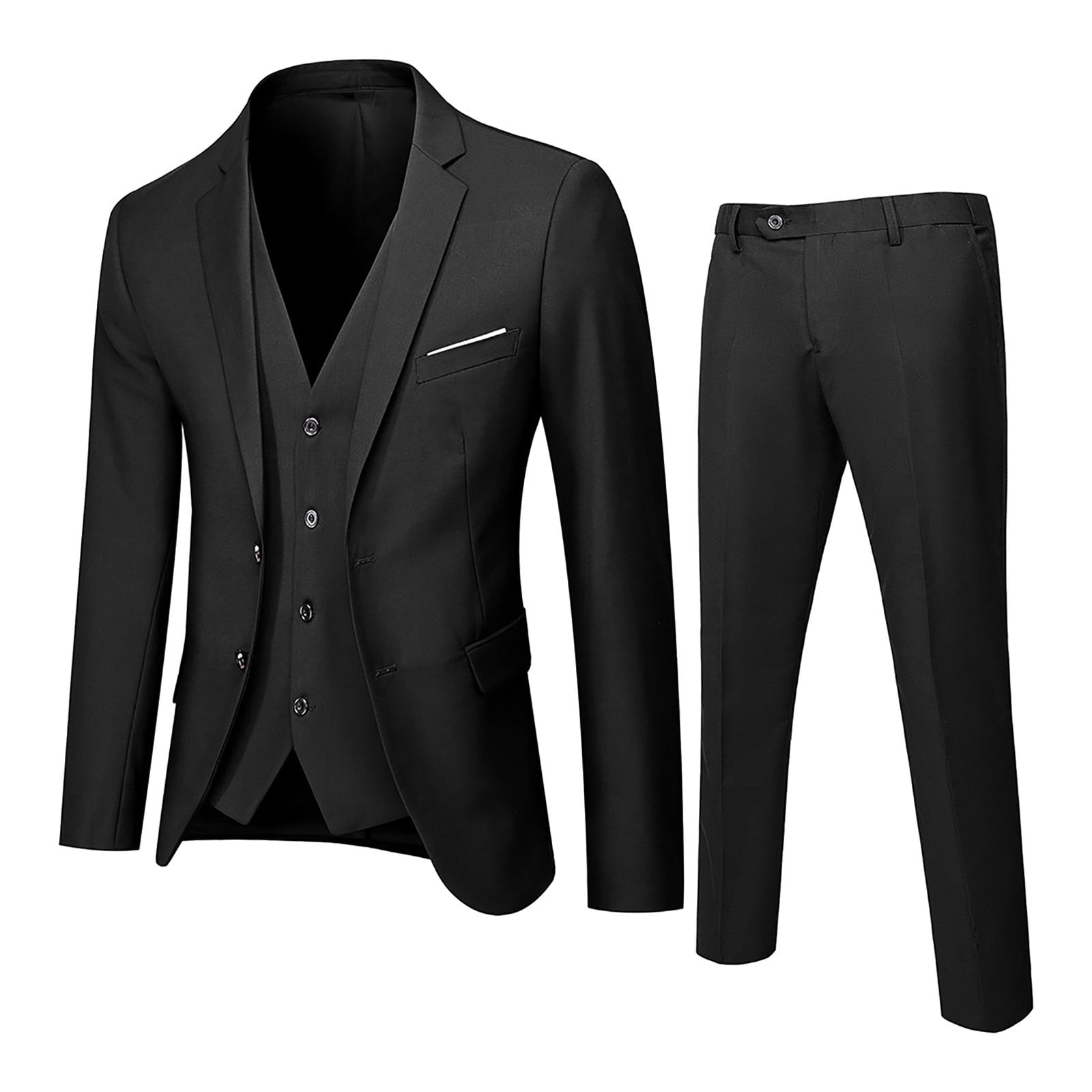 ANINEO Mens Suit Slim 3 Piece Suit Outfits Sets Business Wedding Party ...