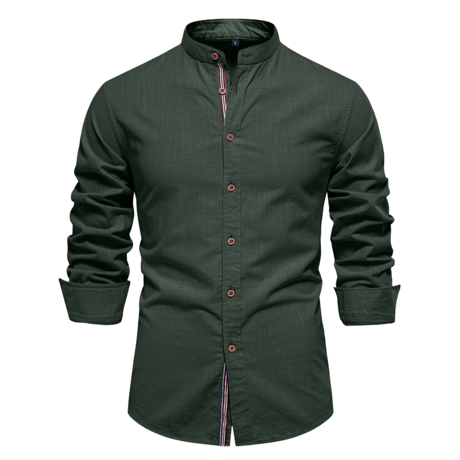 ANINEO Mens T Shirt Blouse Tops Lapel Casual Fashion Solid Color Long ...