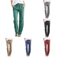 ANINEO Solid Color Straight Pants Waist And Long Women Casual Elastic ...