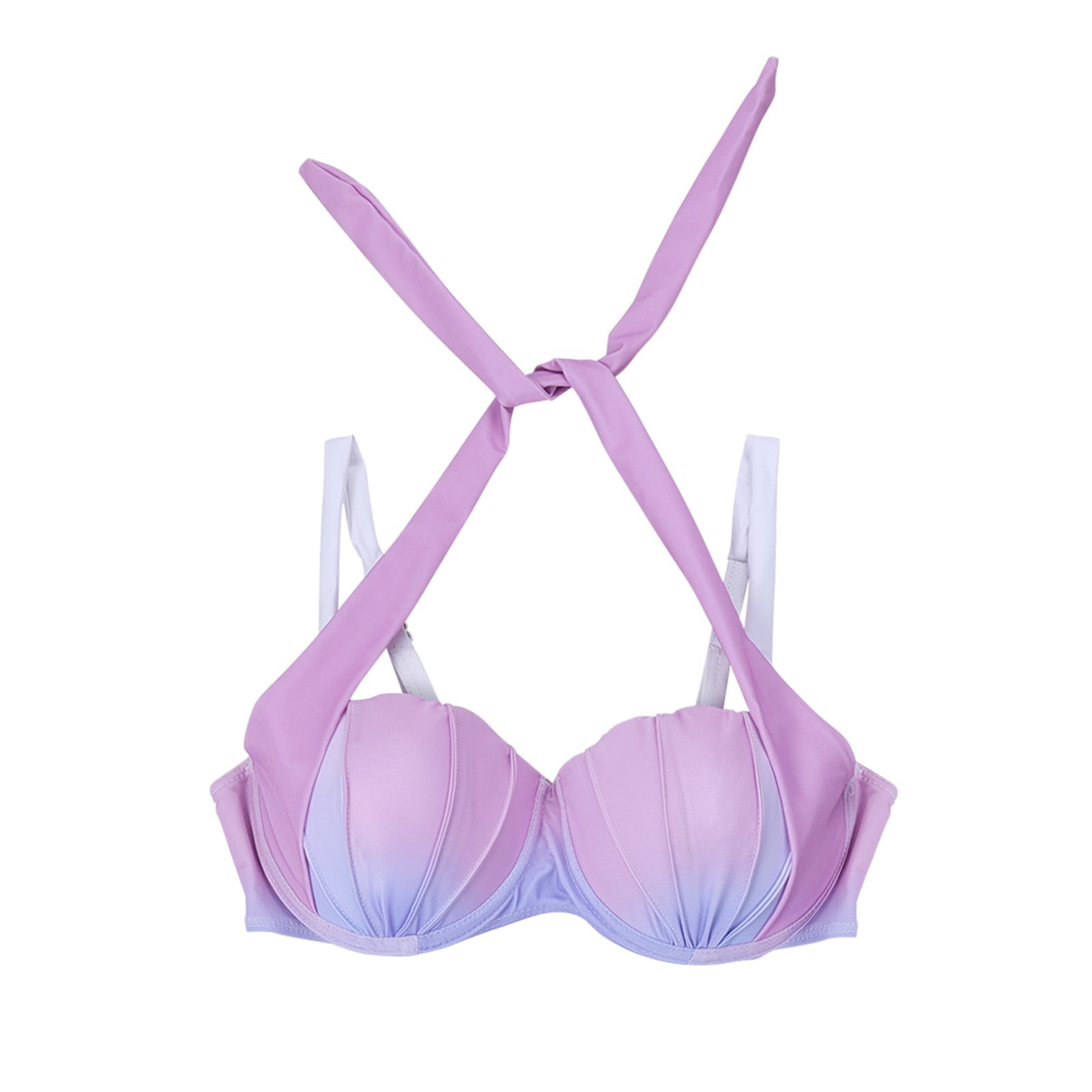 ANINEO Strappy Seashell Bikini Tops Gradient Swim Tops Push Up Swimwear ...
