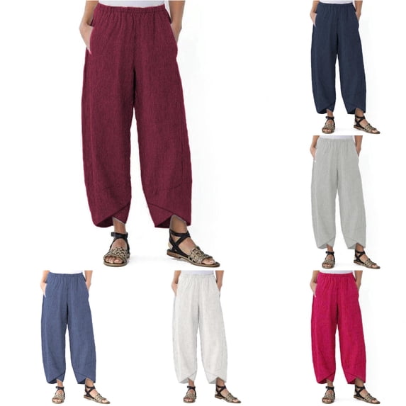 ANINEO Summer Leisure Comfortable Cotton Plus Size Women's Pants ...