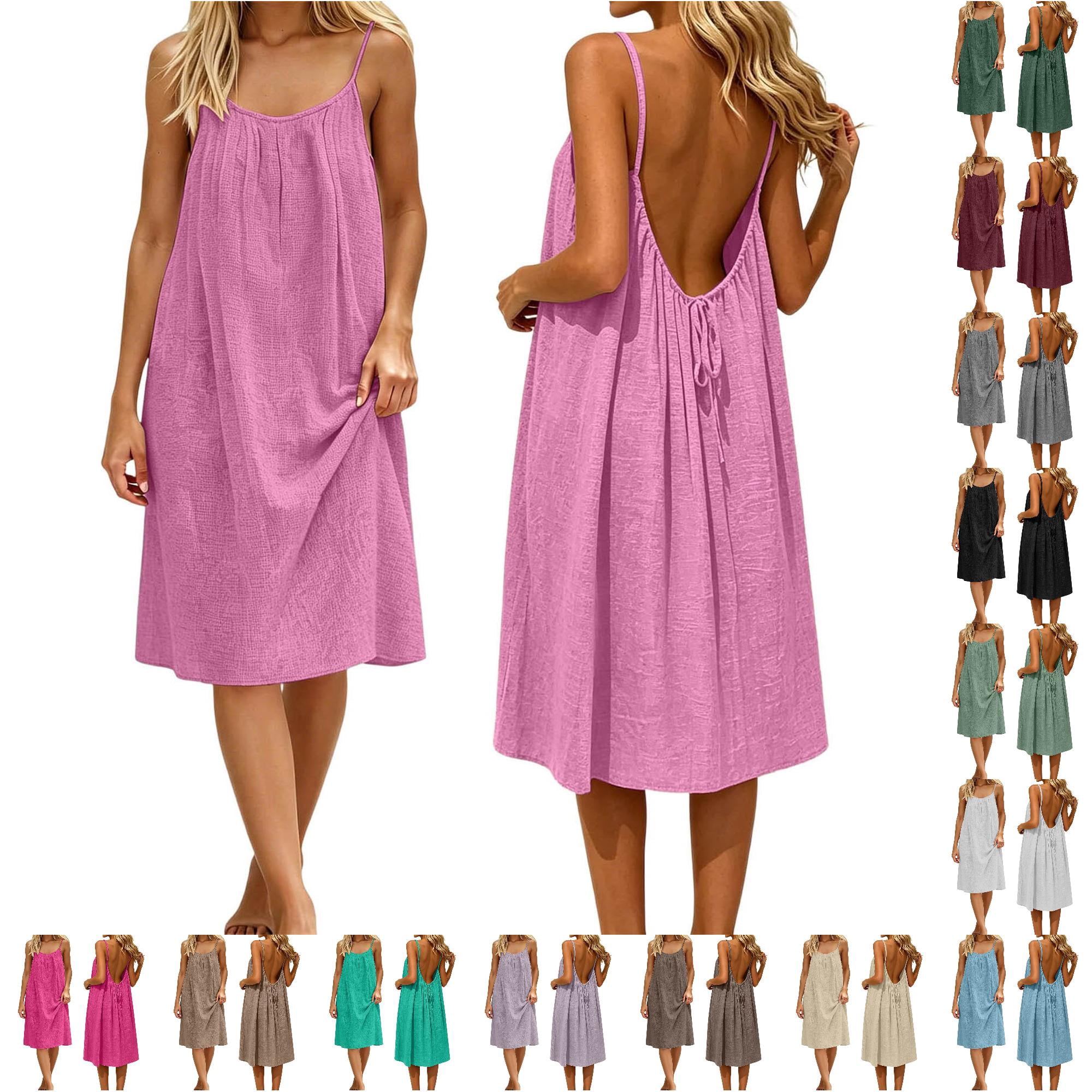 ANINEO Sundresses For Women Elegant Casual For Home Spaghetti Strap ...