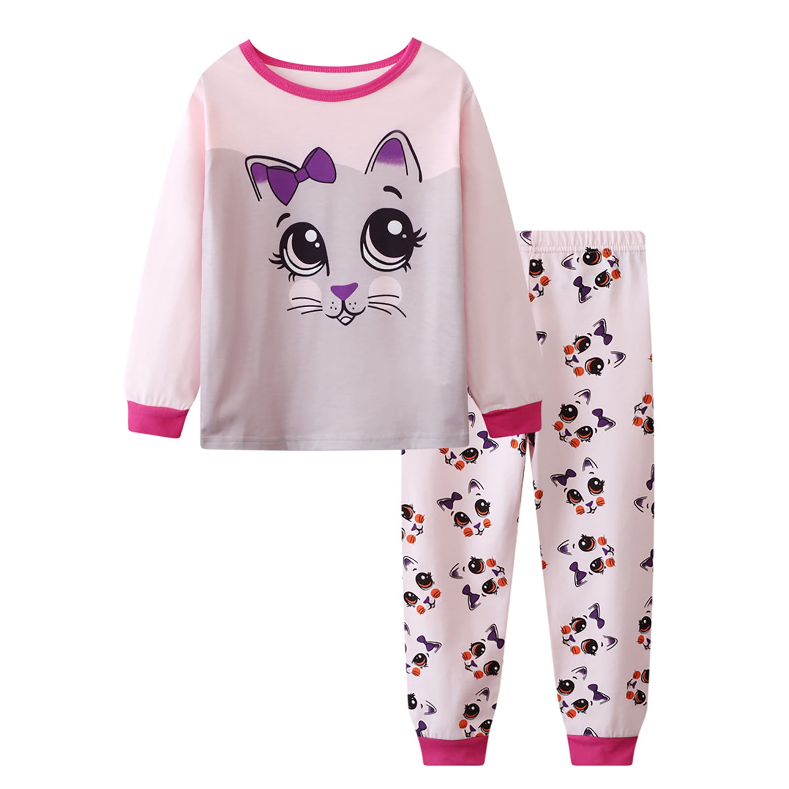 ANINEO Toddler Baby Girls Pajamas Kids Cartoon 2PCS Pjs Long Sleeve ...
