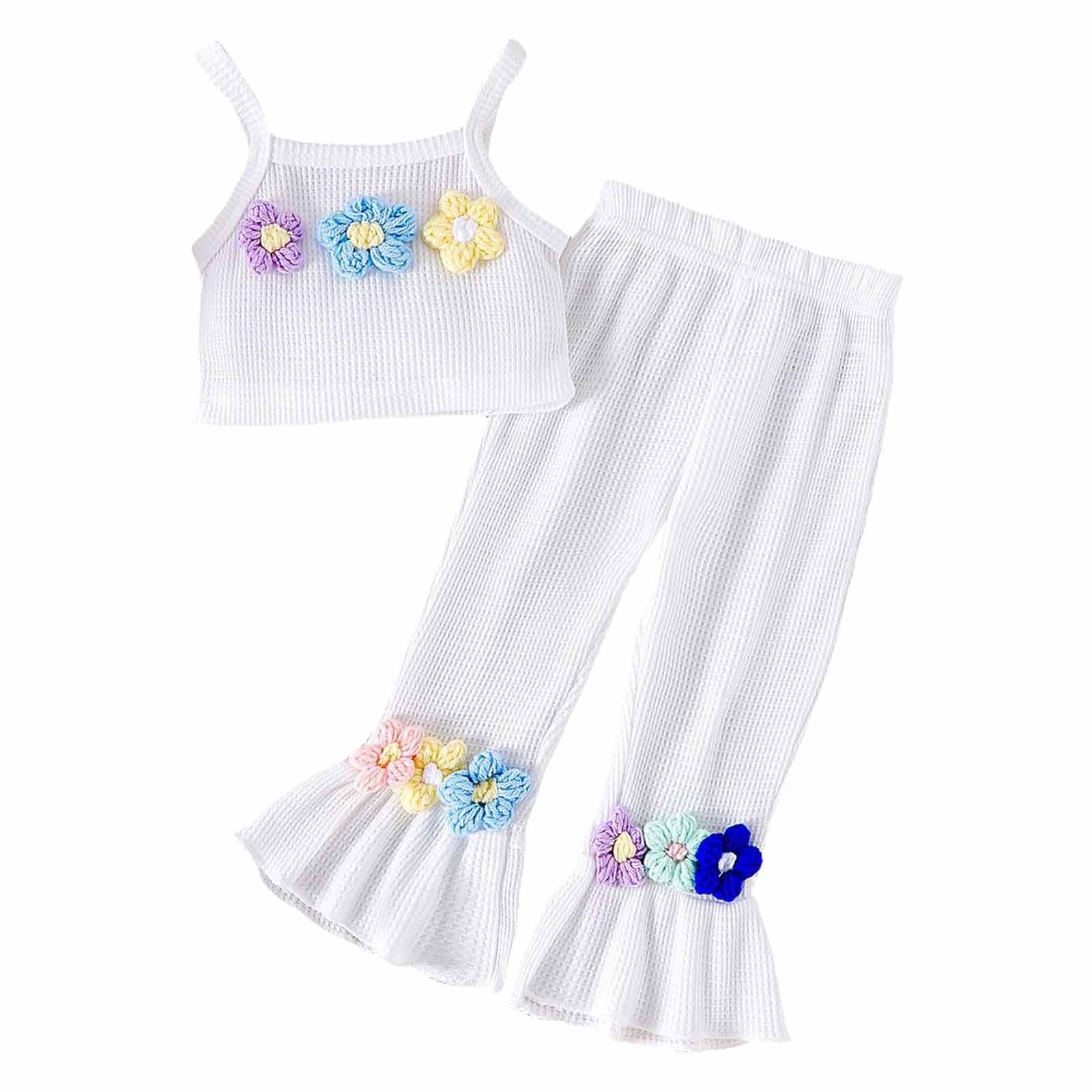 ANINEO Toddler Baby Girls Woolen Solid Color Flower White Camisole ...