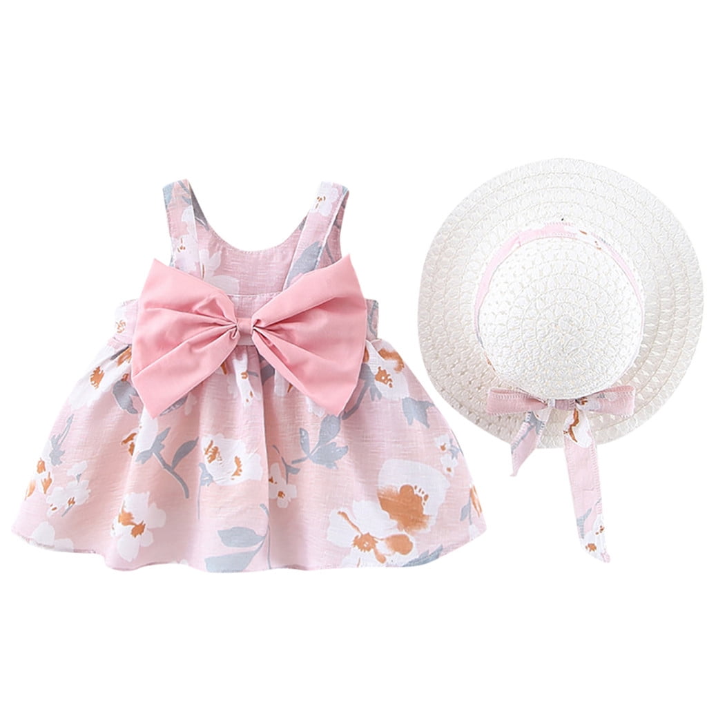 ANINEO Toddler Baby Kids Girls Floral Flowers Princess Dress Hat ...