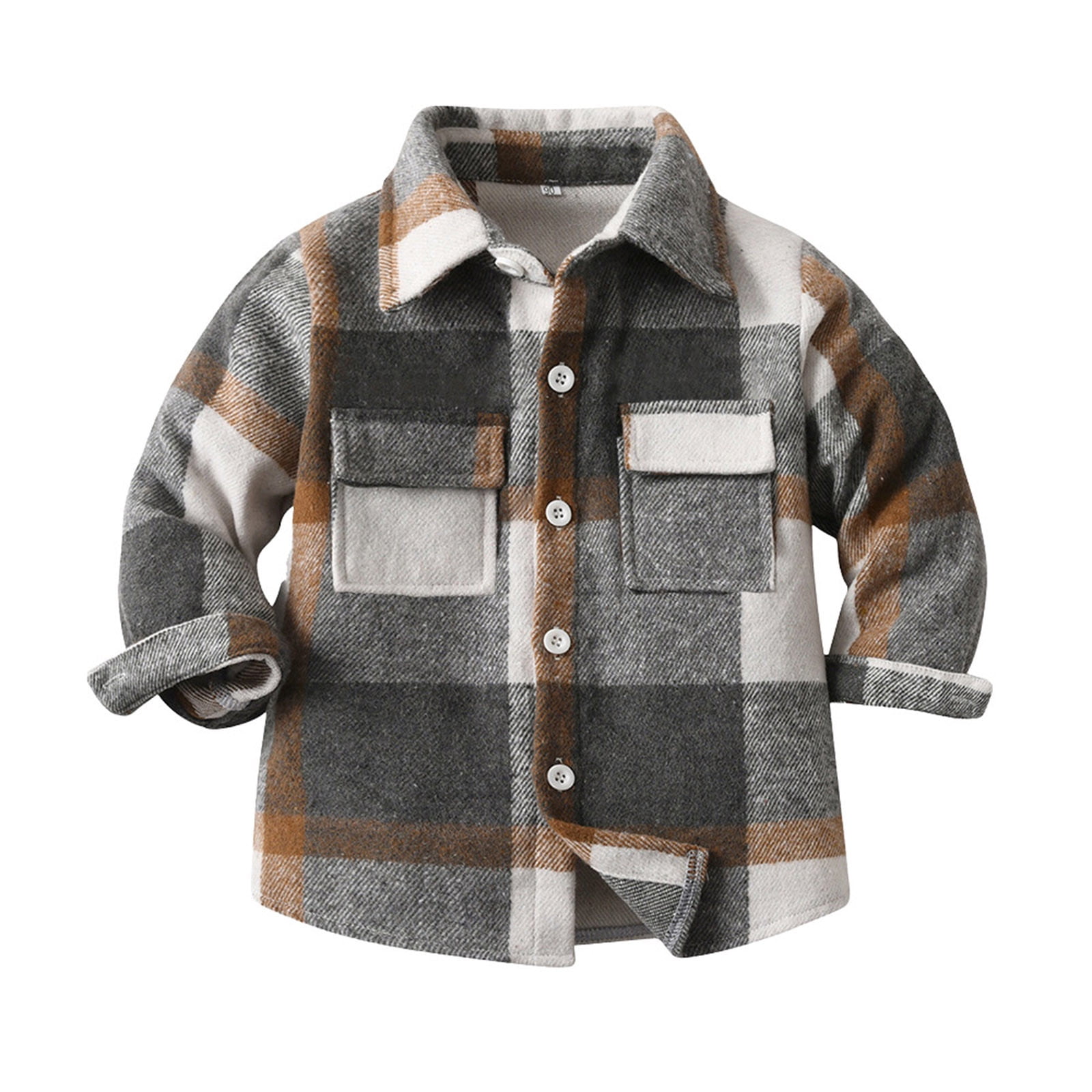 ANINEO Toddler Boys Girls Shirt Coat Jacket Plaid Long Sleeve Kids Lapel Button Tops Outwear ...