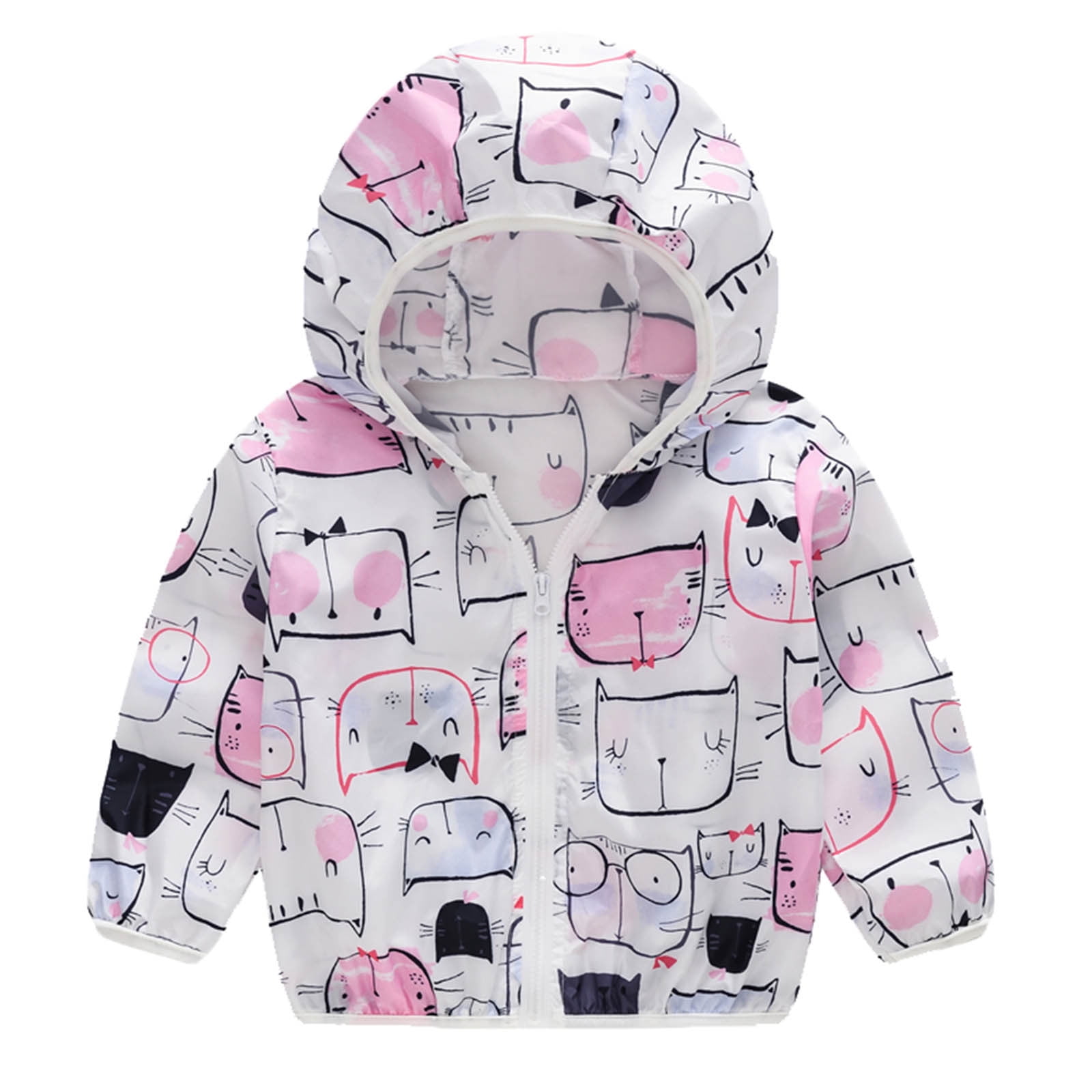 ANINEO Toddler Boys Girls Sunscreen Jackets Printing Cartoon Hooded Outerwear Zipper Coats ...