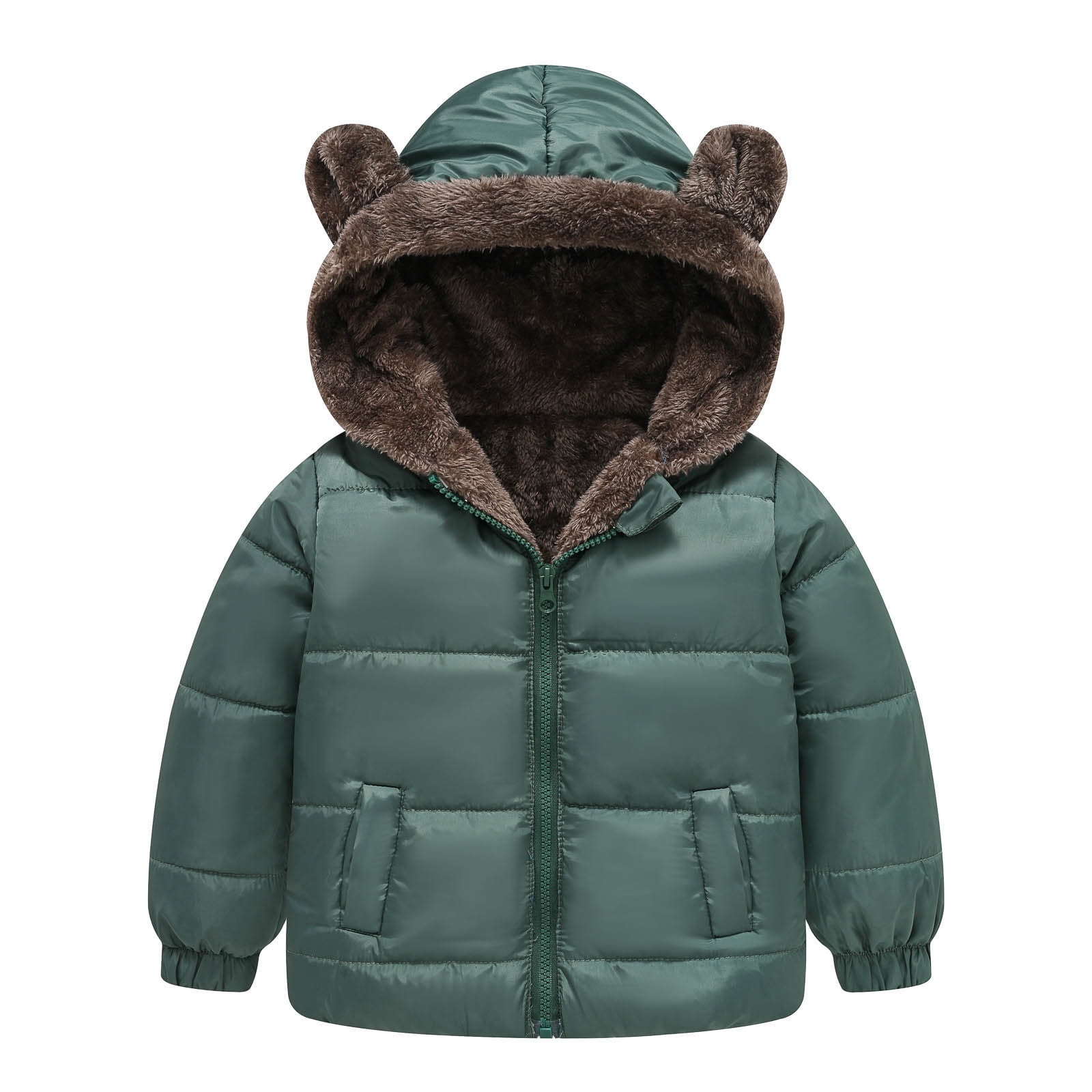ANINEO Toddler Boys Girls Winter Coat Hooded Jacket Reversible Wear Thicken Windproof Zipper ...
