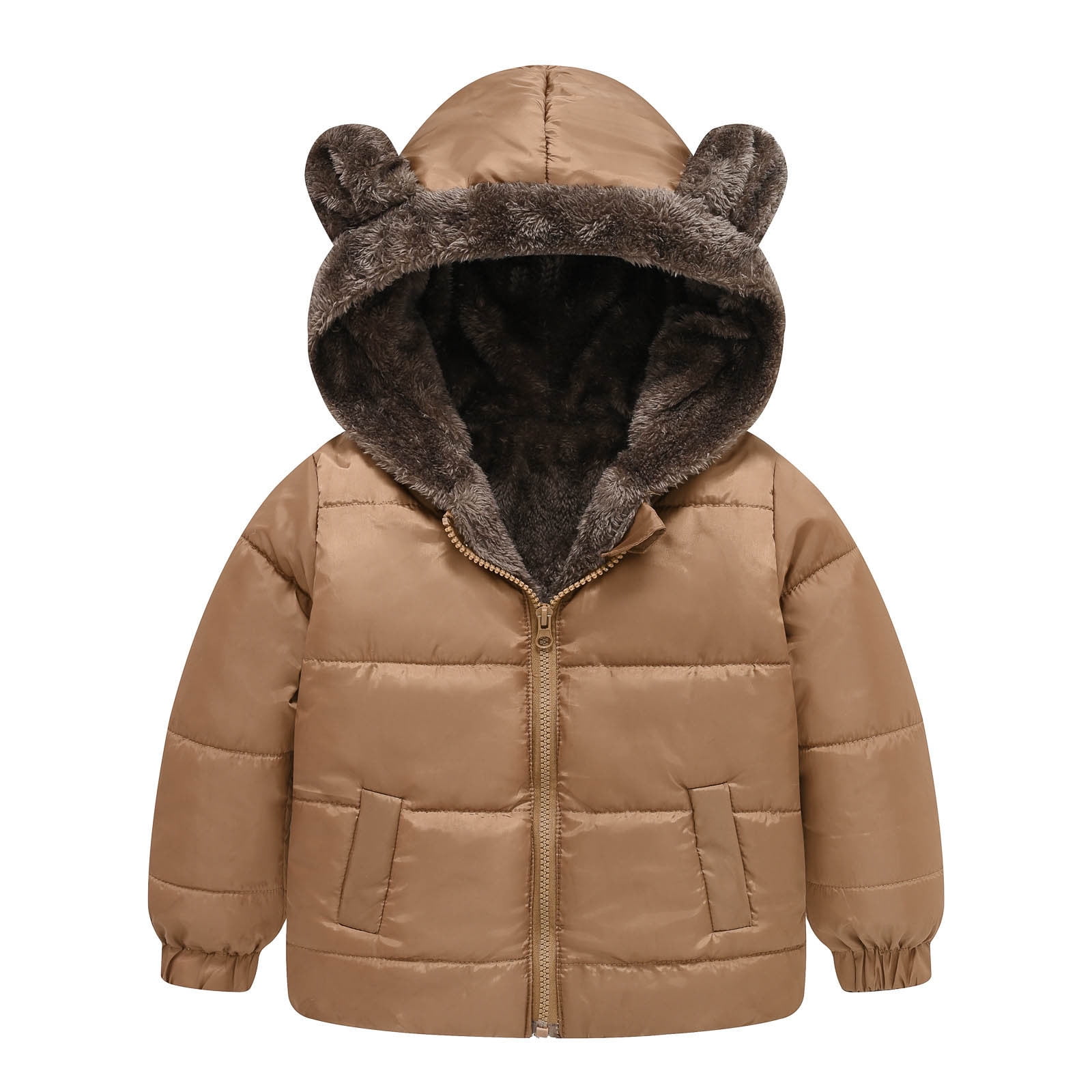 ANINEO Toddler Boys Girls Winter Coat Hooded Jacket Reversible Wear Thicken Windproof Zipper ...