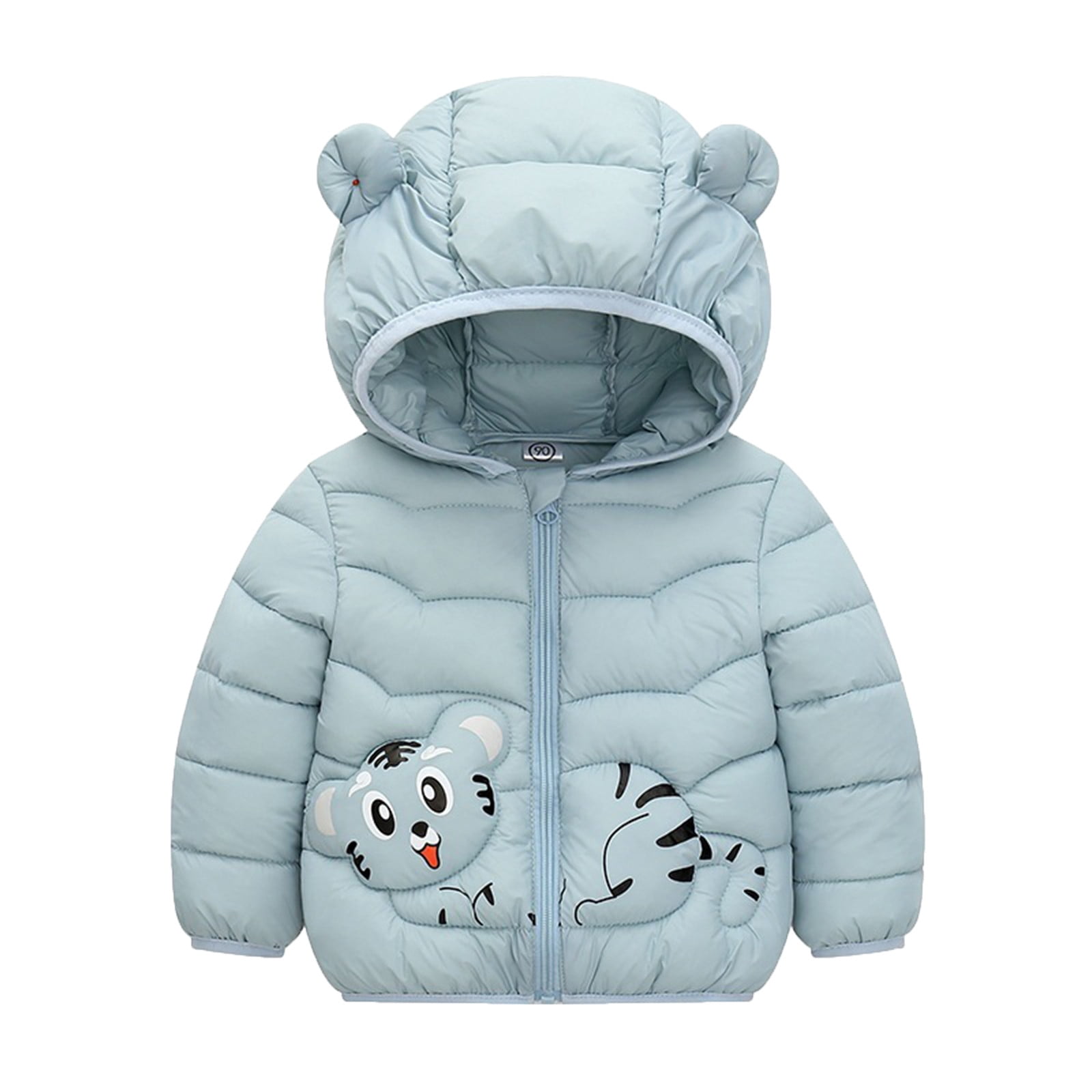 ANINEO Toddler Boys Girls Winter Windproof Cartoon Tiger Print Bear Ears Hooded Coat Jacket Kids ...