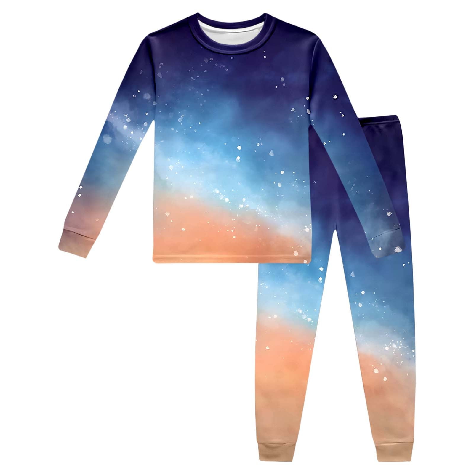 ANINEO Toddler Child Pajamas Sets Long Sleeved Space Star Printed Home ...