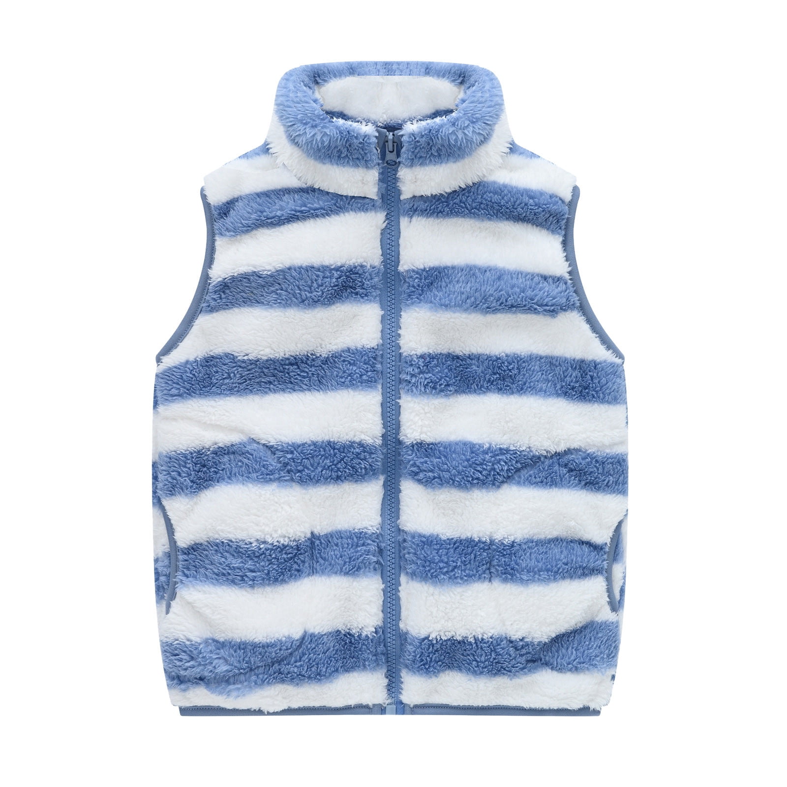 ANINEO Toddler Girls Boys Sleeveless Stripe Fleece Jacket Zip Up Coat Fall Warm Winter Kids ...
