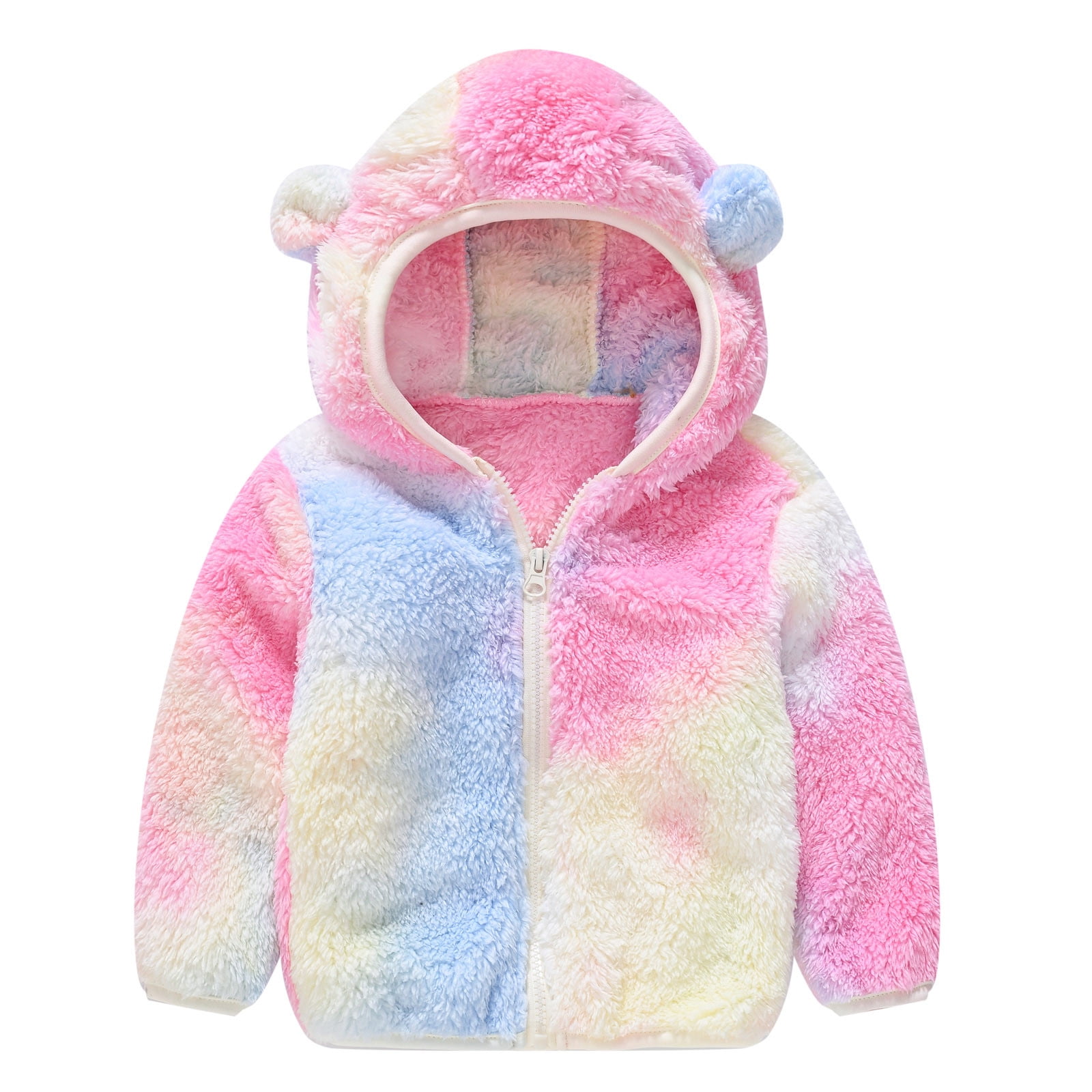 ANINEO Toddler Girls Winter Windproof Tie Dye Hooded Coat Jacket Kids Warm Fleece Outerwear ...