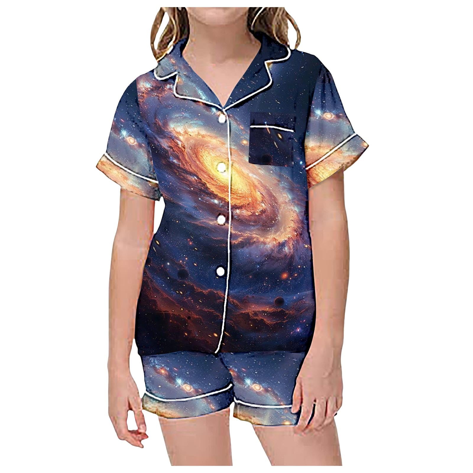 ANINEO Unisex Kids Boys and Girls Pajama Sets Summer Starry Print Short ...