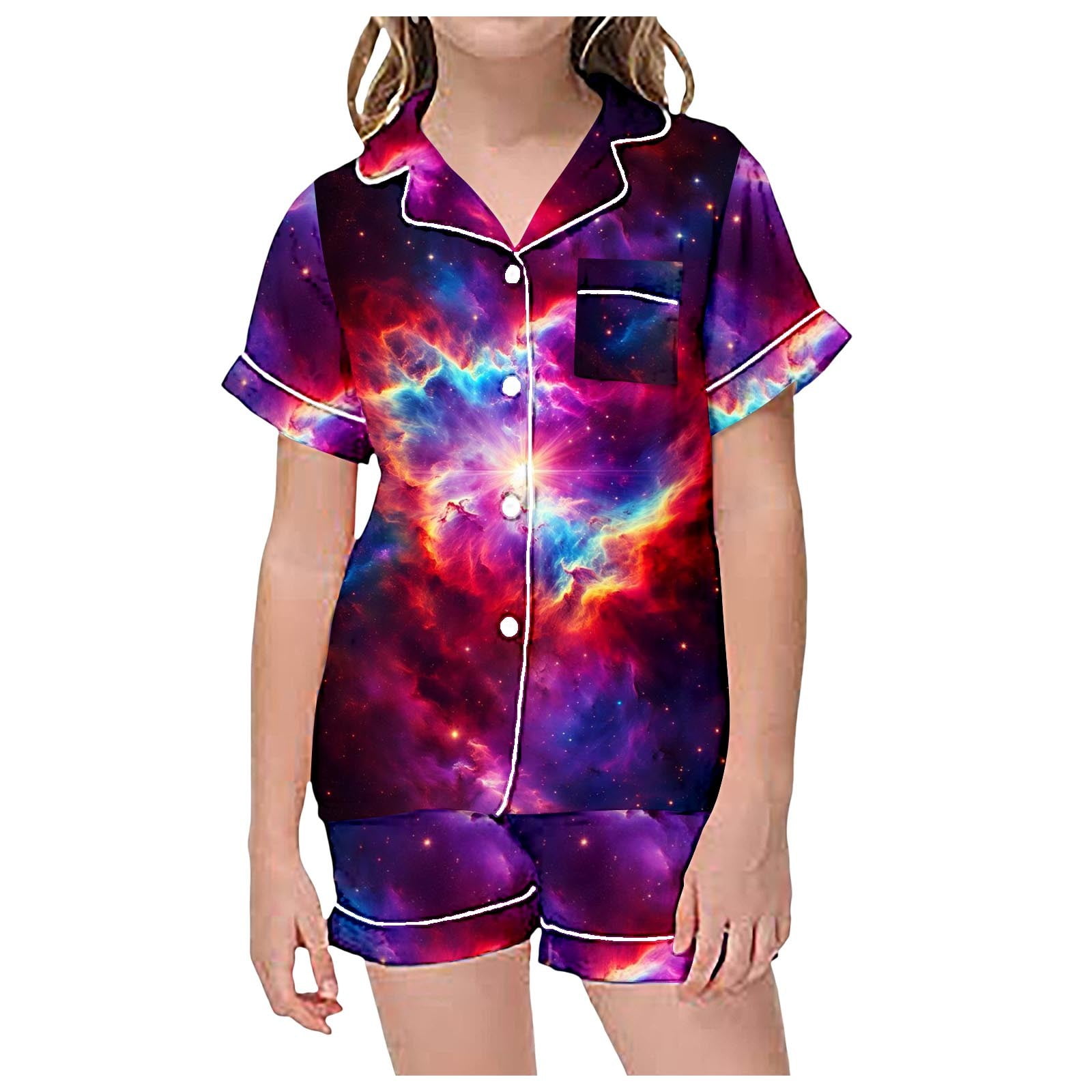 ANINEO Unisex Satin Pajamas Set Boys Girls Silk Pjs Short Sleeve 2 ...