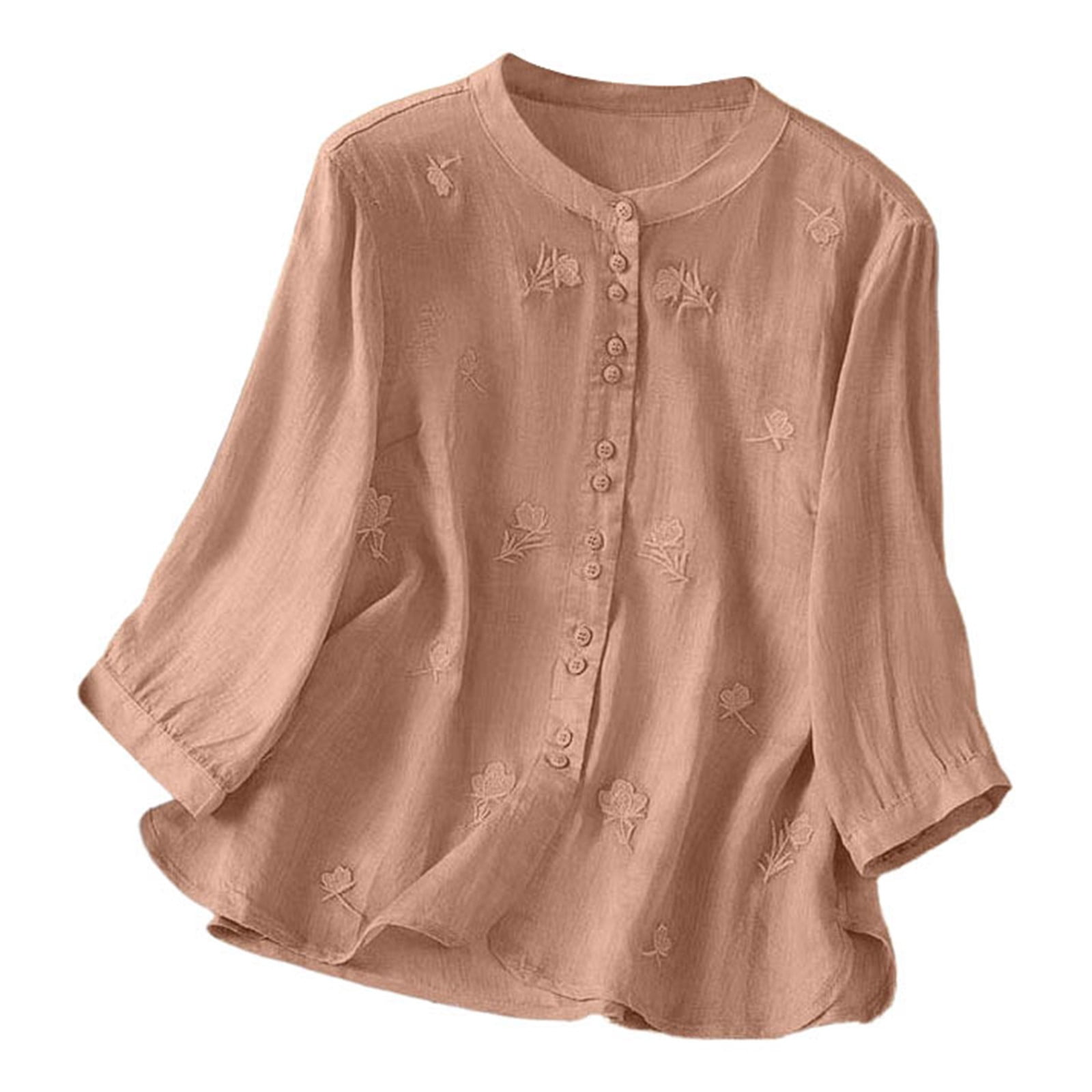ANINEO Women Blouses Embroidered Blouse Summer Lightweight 3/4 Sleeve ...