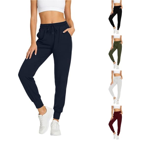 ANINEO Women Casual Jogger Pants With Pockets Soft Loose Fit Elastic ...