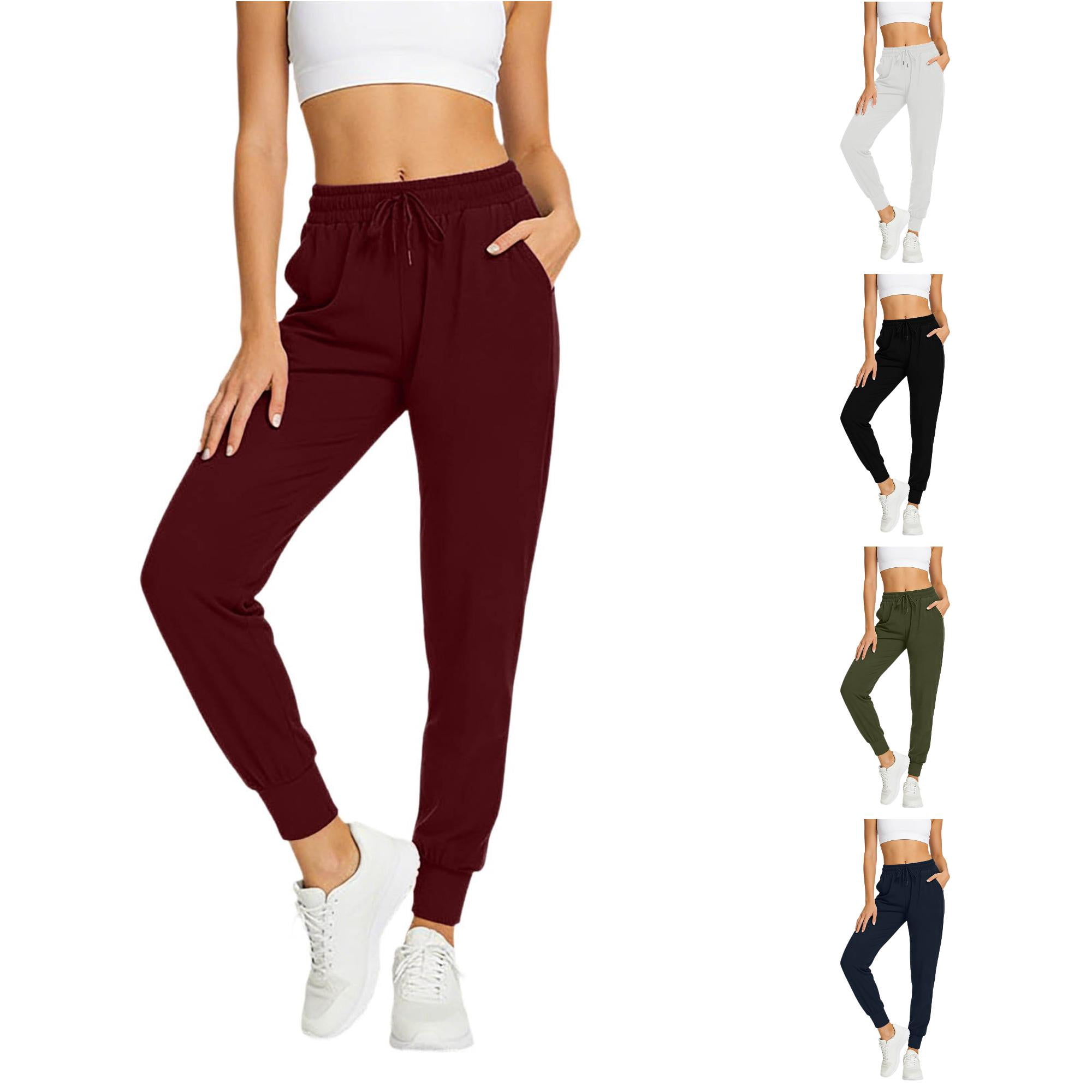 ANINEO Women Casual Jogger Pants With Pockets Soft Loose Fit Elastic ...