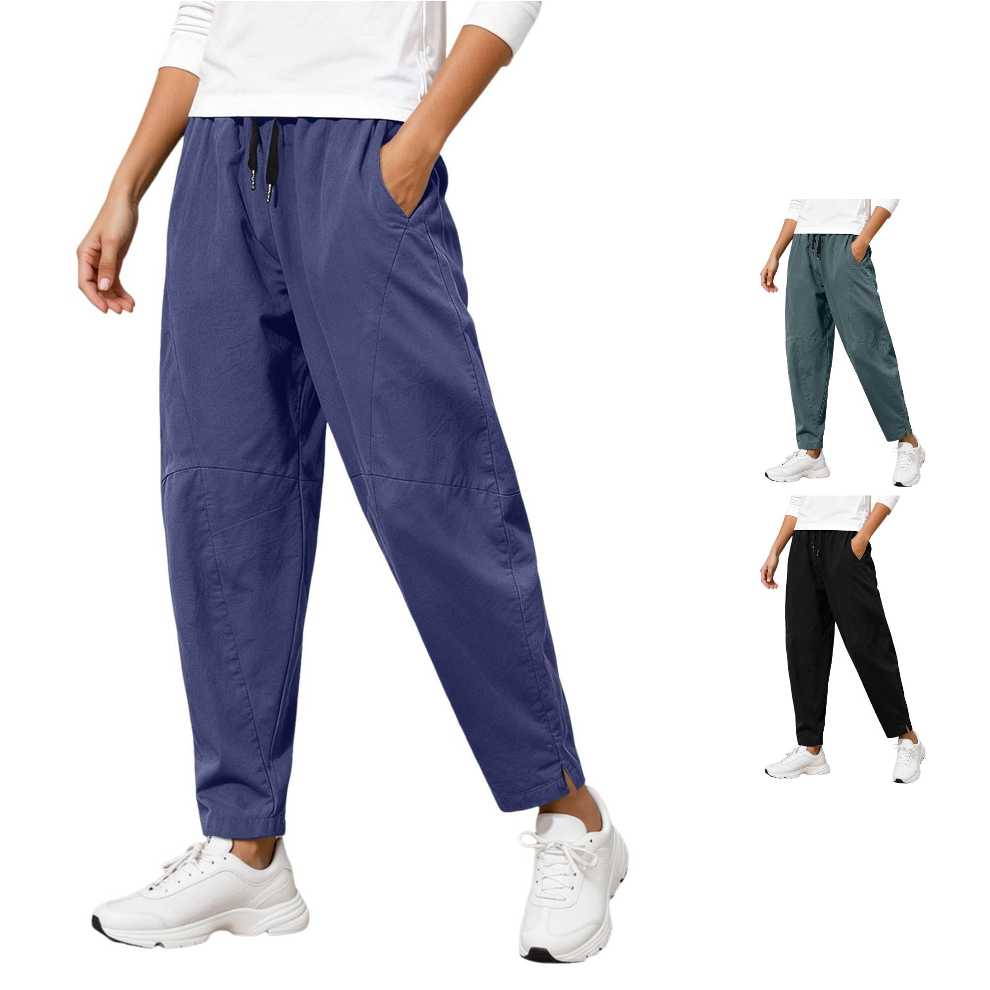 ANINEO Women Casual Loose Fit Harem Pants Trousers Comfortable Elastic ...