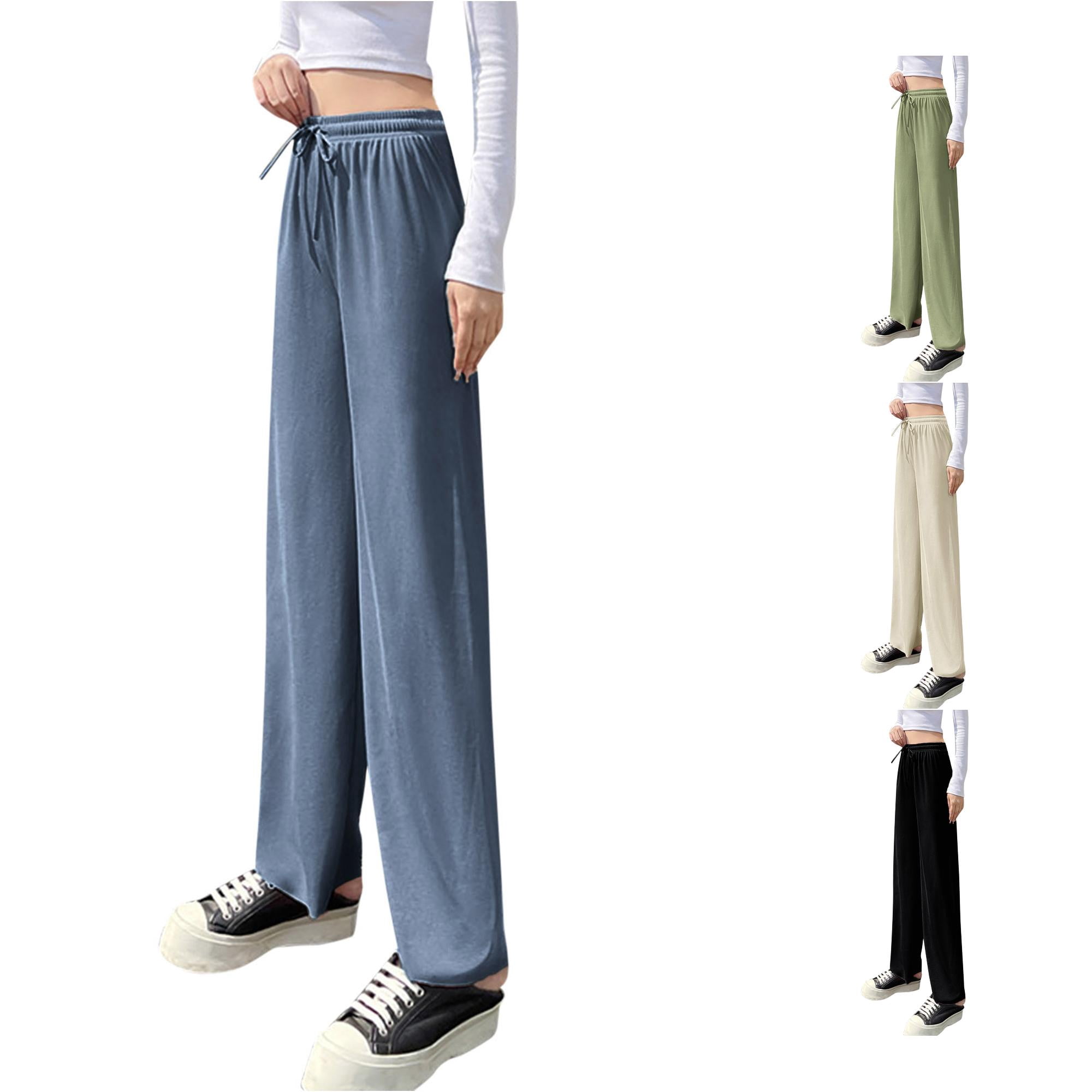 ANINEO Women Casual Multicolor High Waist Strap Drawstring Trousers ...