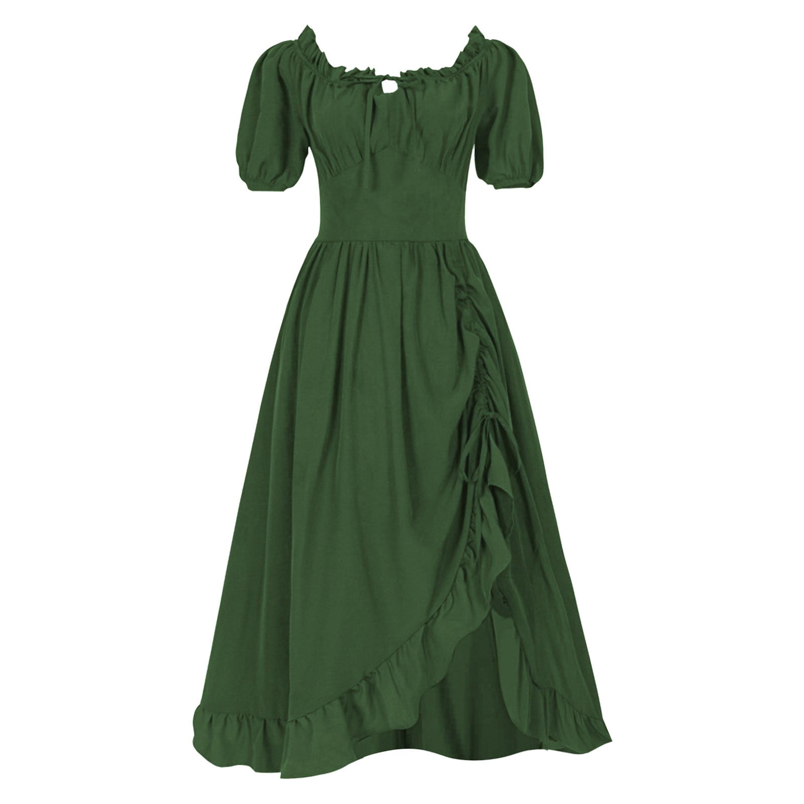 ANINEO Women Defined Waist Dress Short Sleeve Square Neck A-Line Dress ...