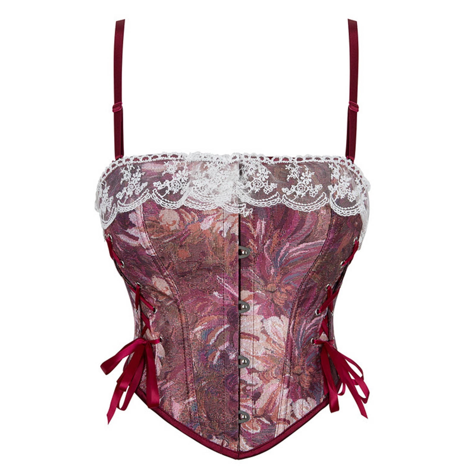 ANINEO Women Elegant Vintage Cap Sleeves Brocade Bustier Corset Tops ...
