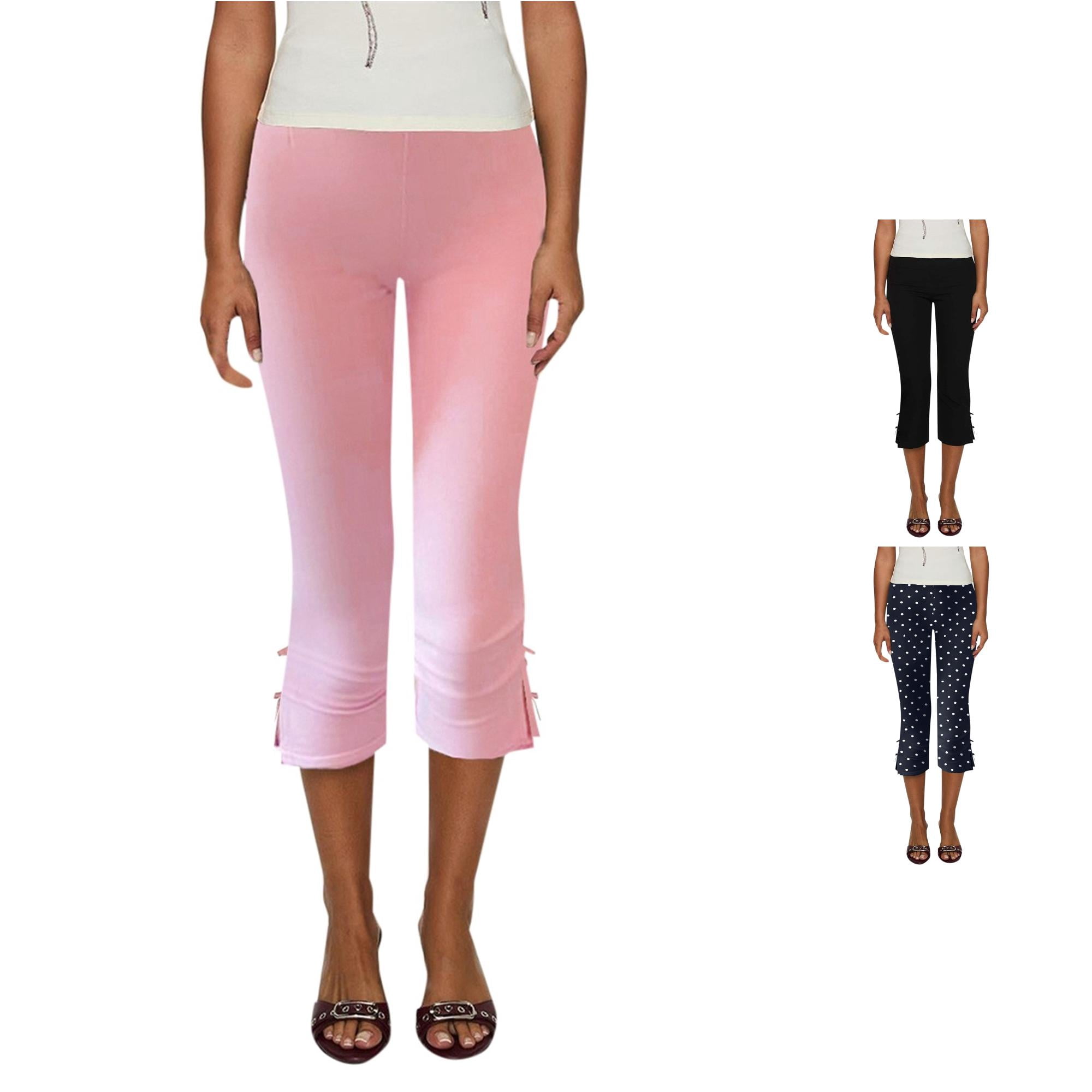 ANINEO Women Fashion Casual Bowknot Cropped Pants Elastic Waist ...