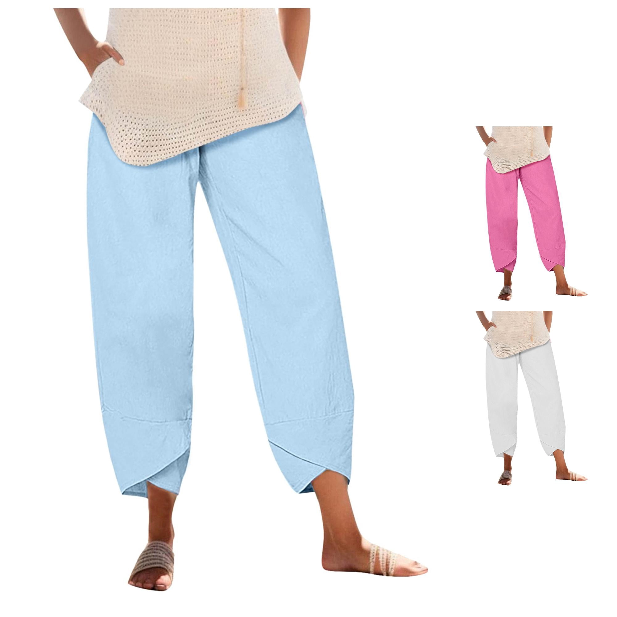 ANINEO Women Fashion Elastic Waist Pant With Pocket Loose Harem Pants ...