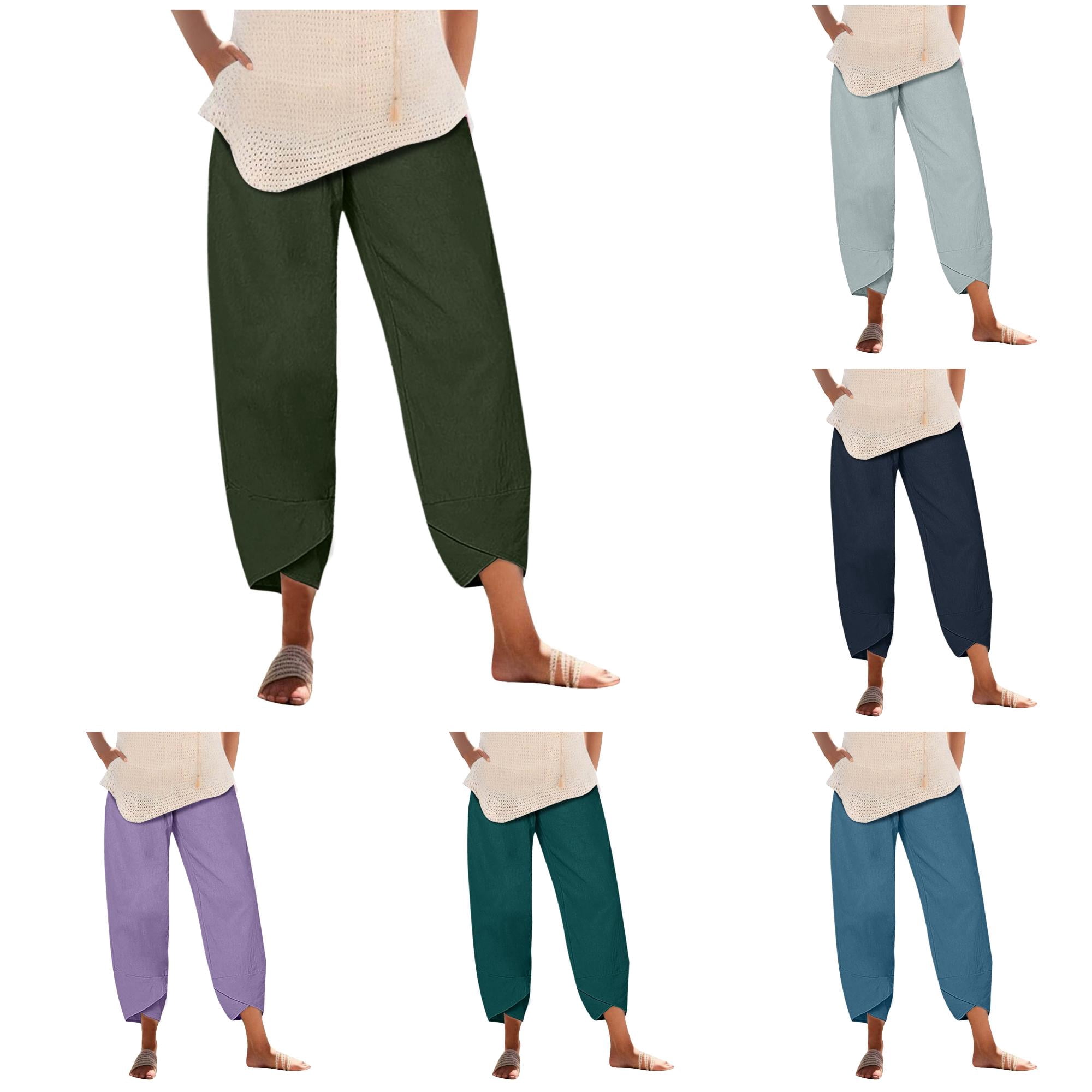 ANINEO Women Fashion Elastic Waist Pant With Pocket Loose Harem Pants ...