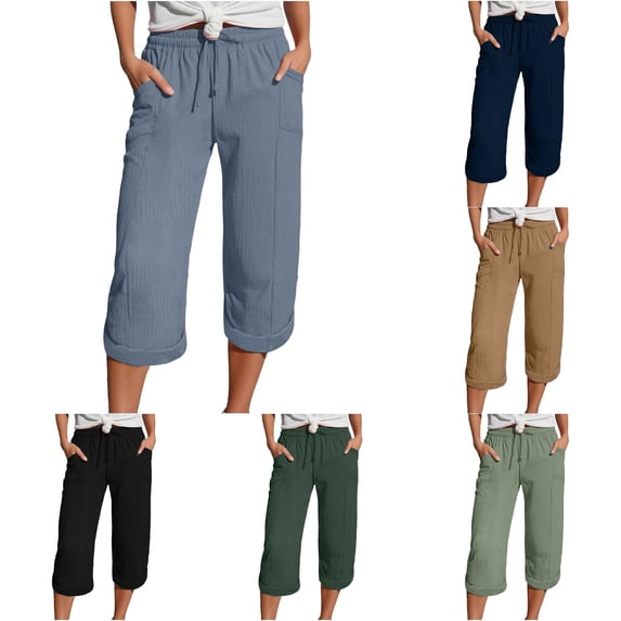 ANINEO Women Fashion Straight Leg Casual Pants High Waist Sports Loose ...