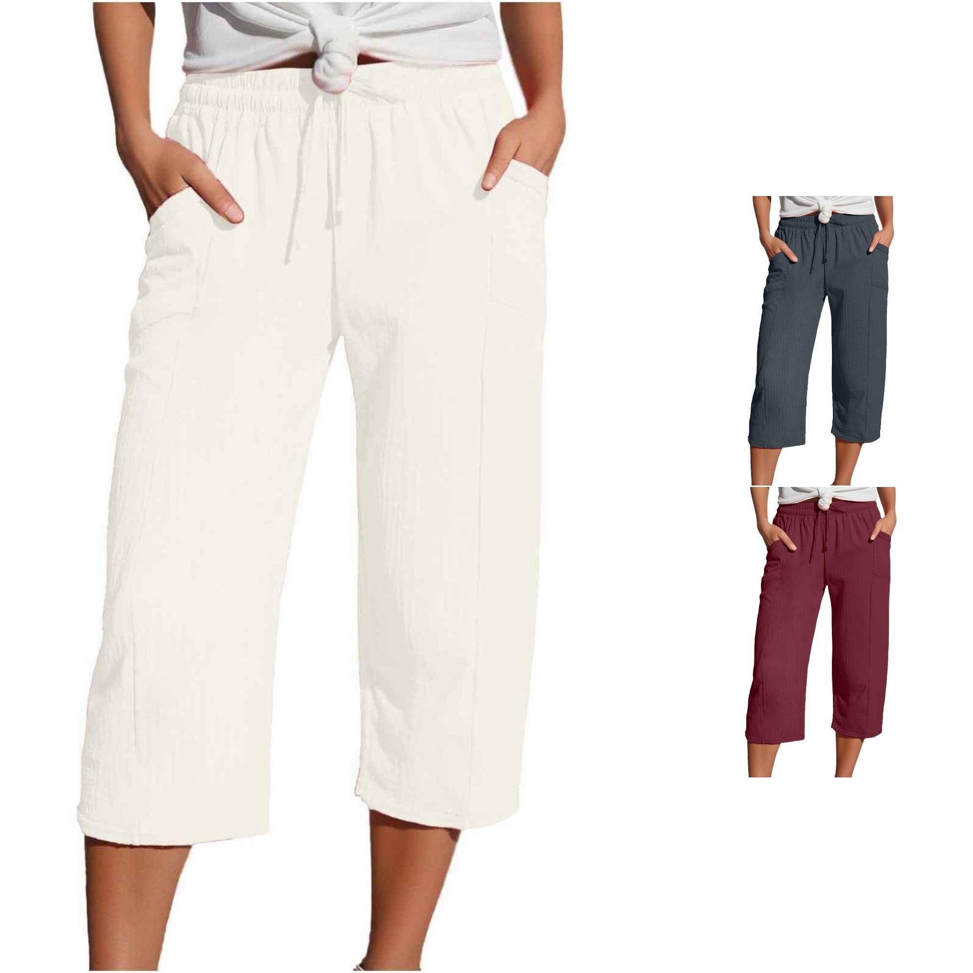 ANINEO Women Fashion Straight Leg Casual Pants High Waist Sports Loose ...