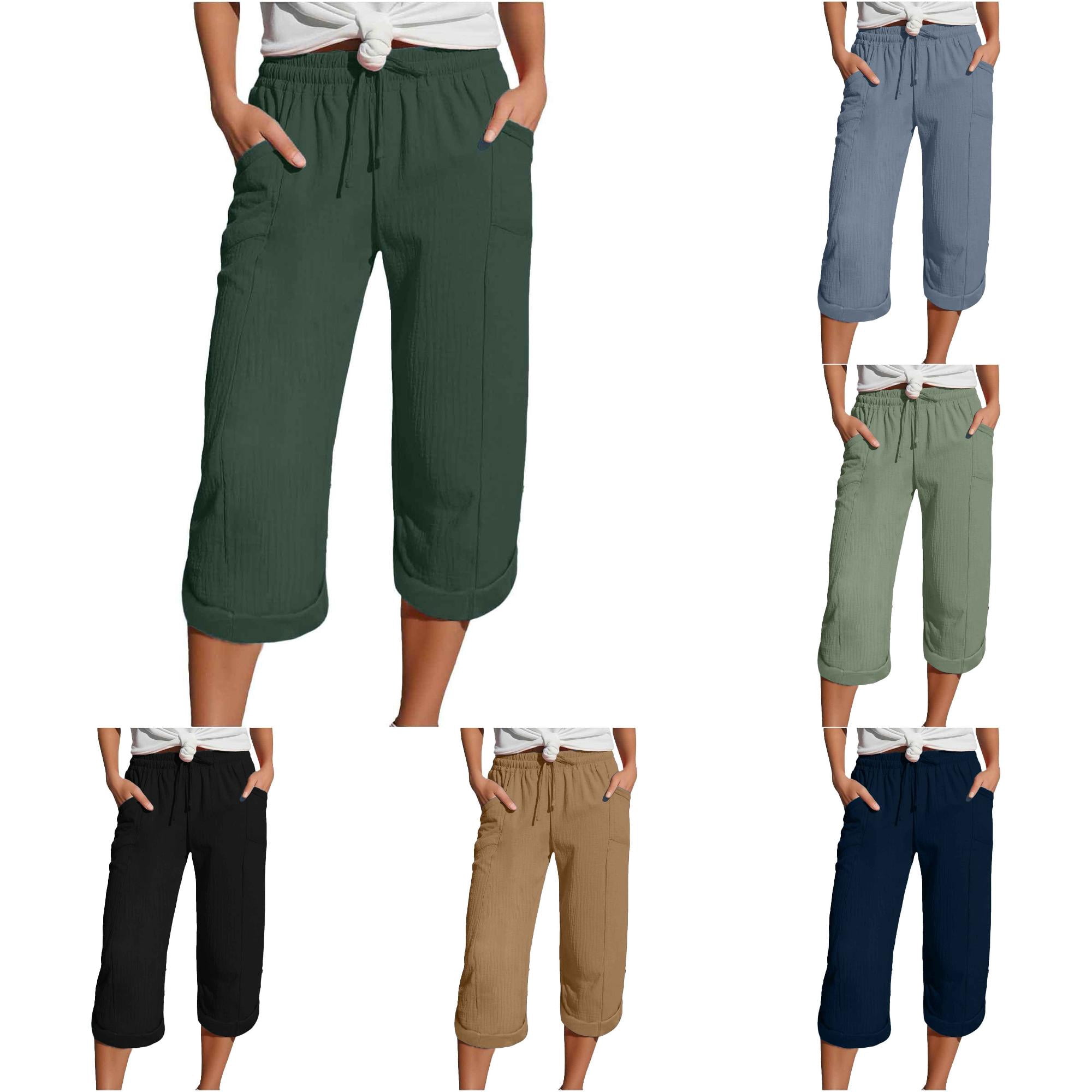 ANINEO Women Fashion Straight Leg Casual Pants High Waist Sports Loose ...