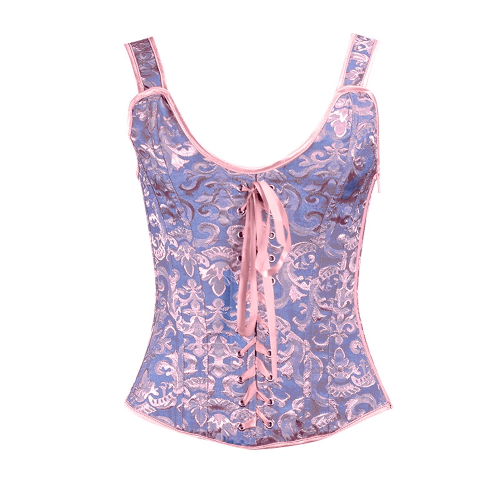 ANINEO Women Fishbone Corset Shapewear Strap Vest Embroidered Jacquard ...