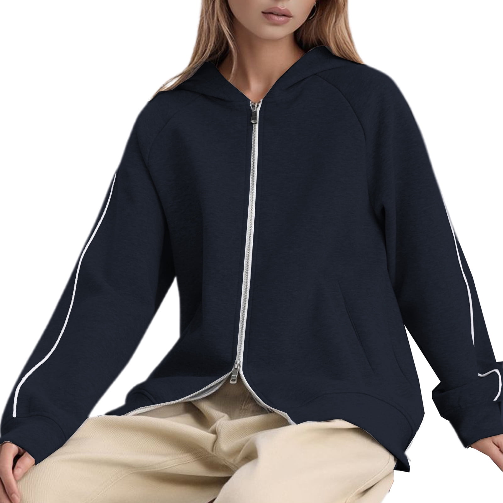ANINEO Women Heavyweight Hooded Coats Plus Size Open Front Zip Up ...
