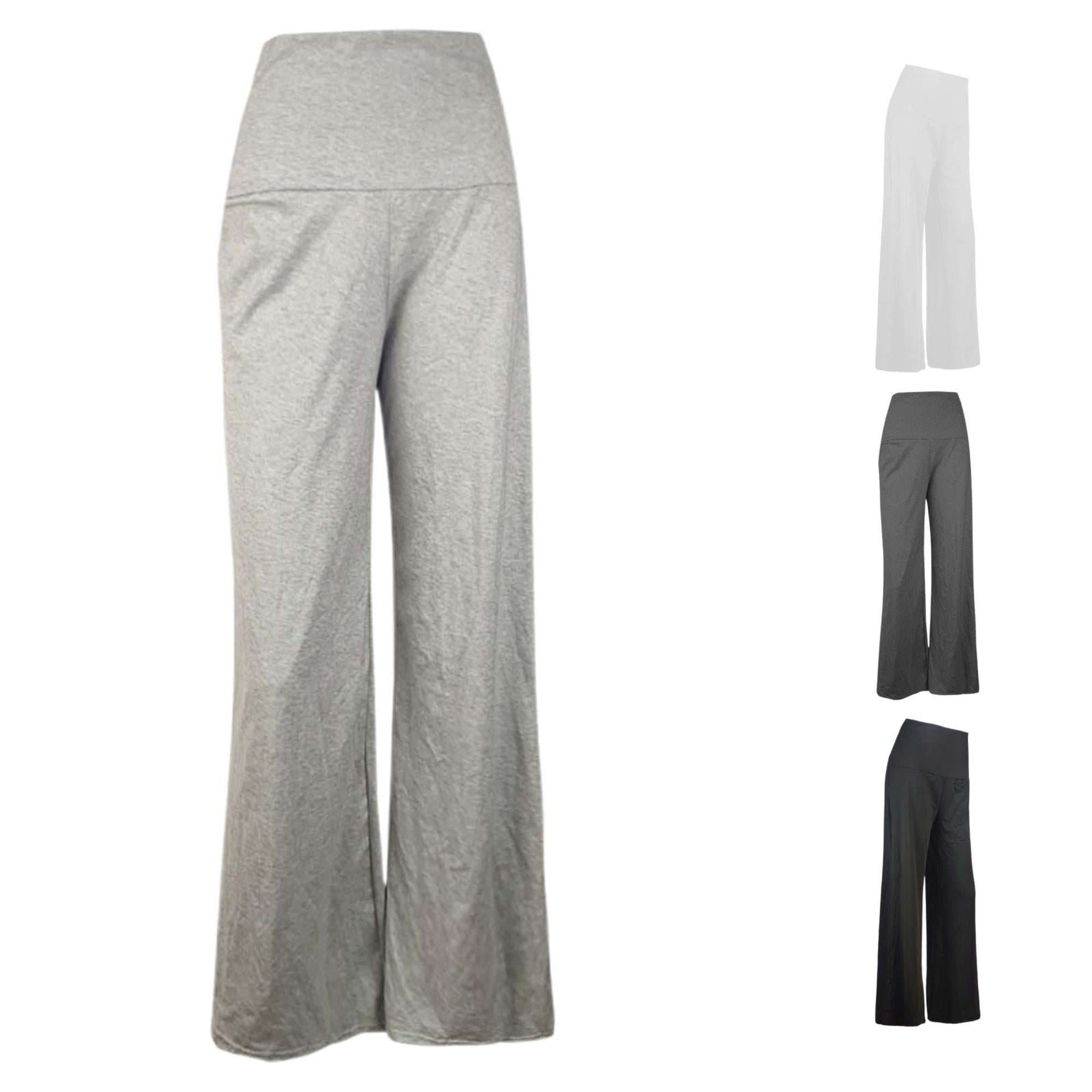 ANINEO Women High Waisted Casual Wide Leg Pants Soft Ladies Solid Color ...