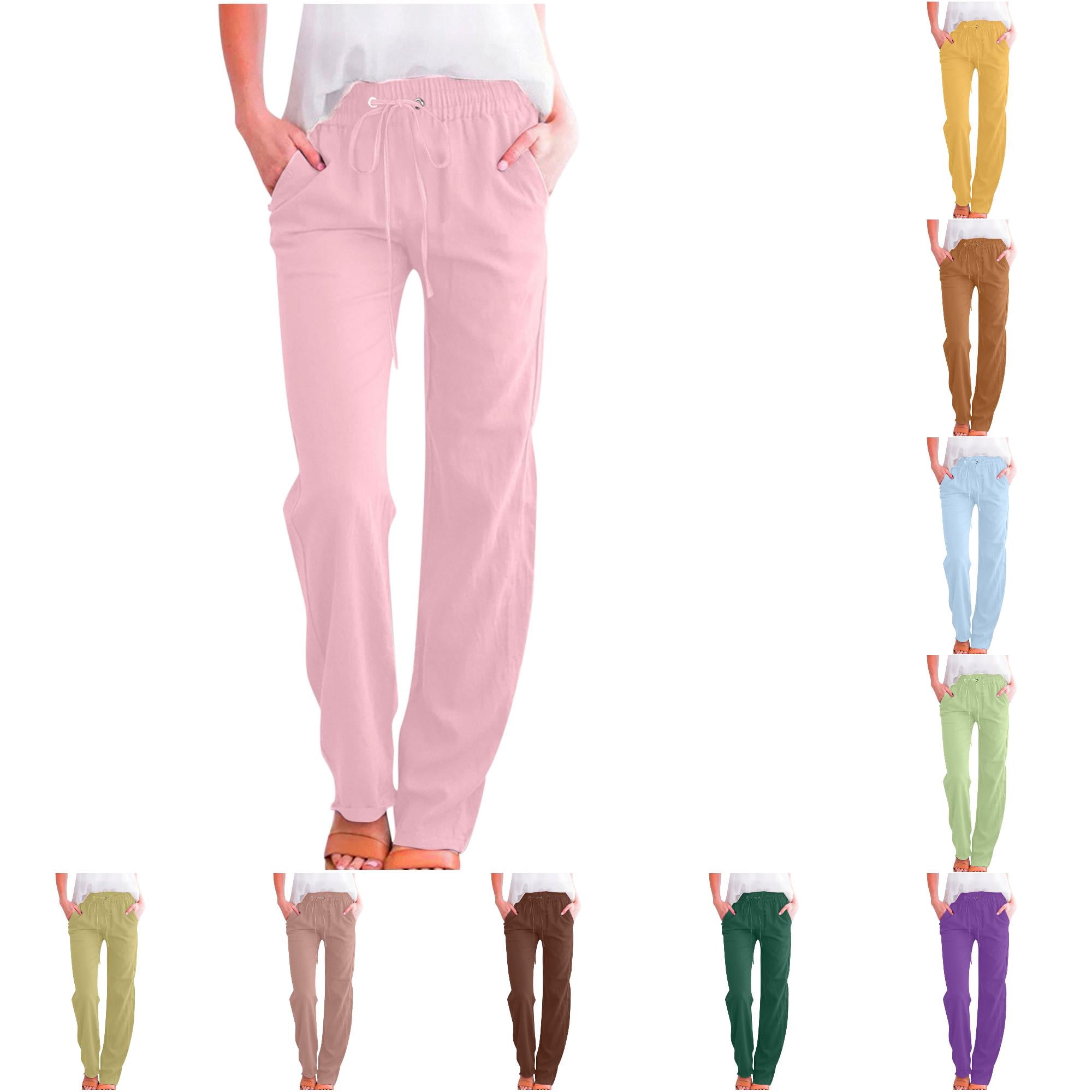 ANINEO Women High Waisted Pants Casual Drawstring Elastic Trousers ...