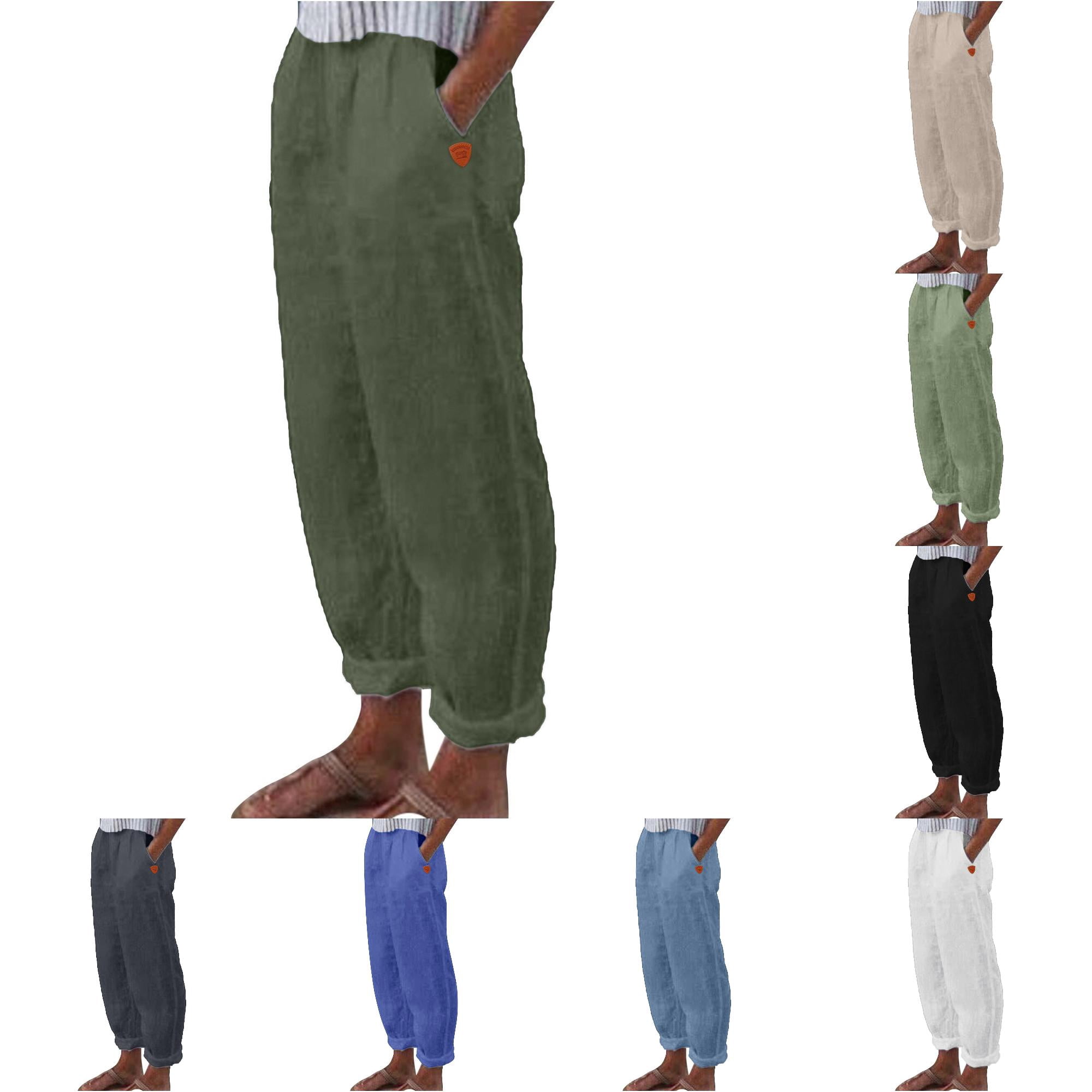 ANINEO Women High Waisted Pants Fashion Drawstring Elastic Trousers ...