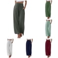 ANINEO Women High Waisted Pants Fashion Drawstring Elastic Trousers ...