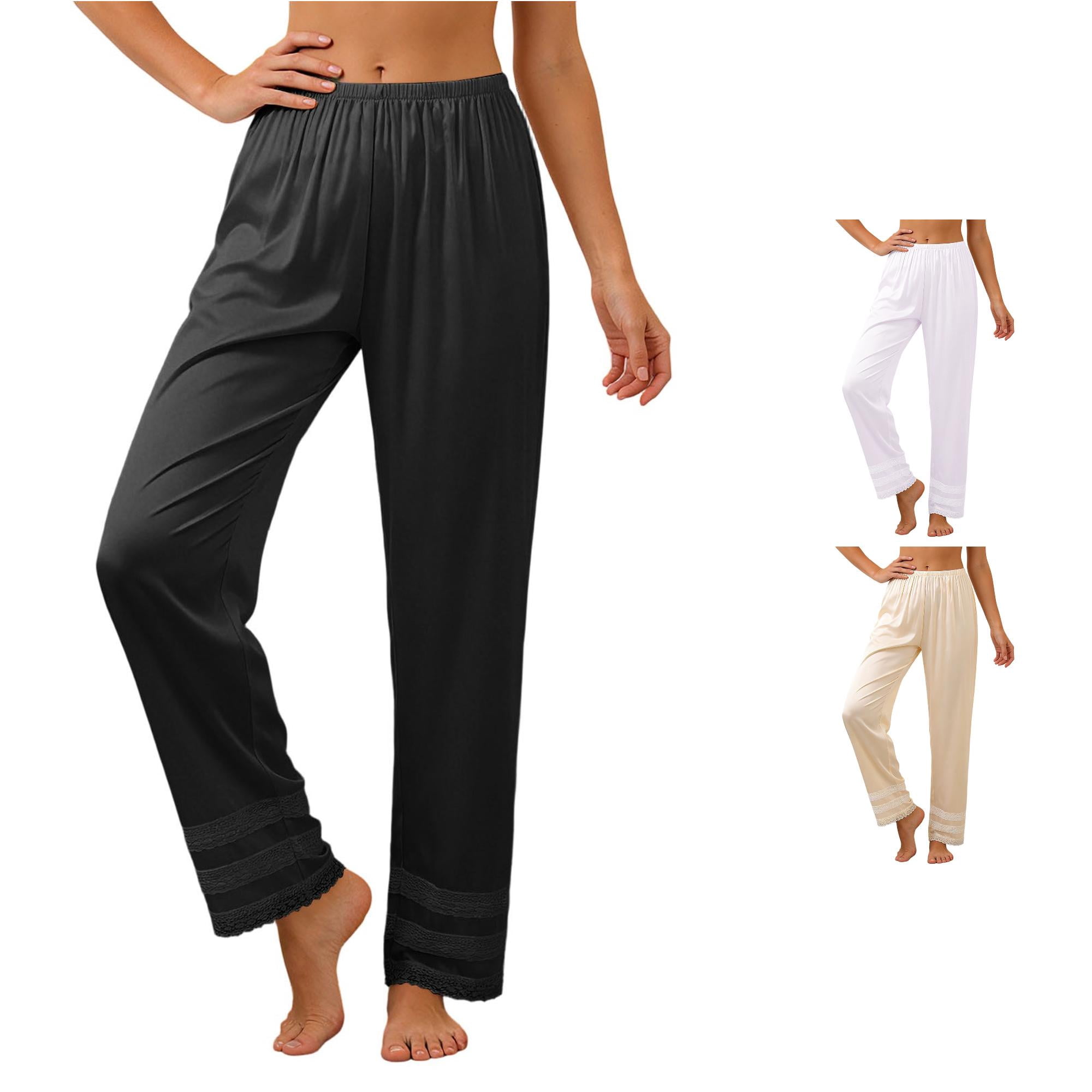ANINEO Women Lightweight Satin Pants For All Seasons Soft Comfortable ...