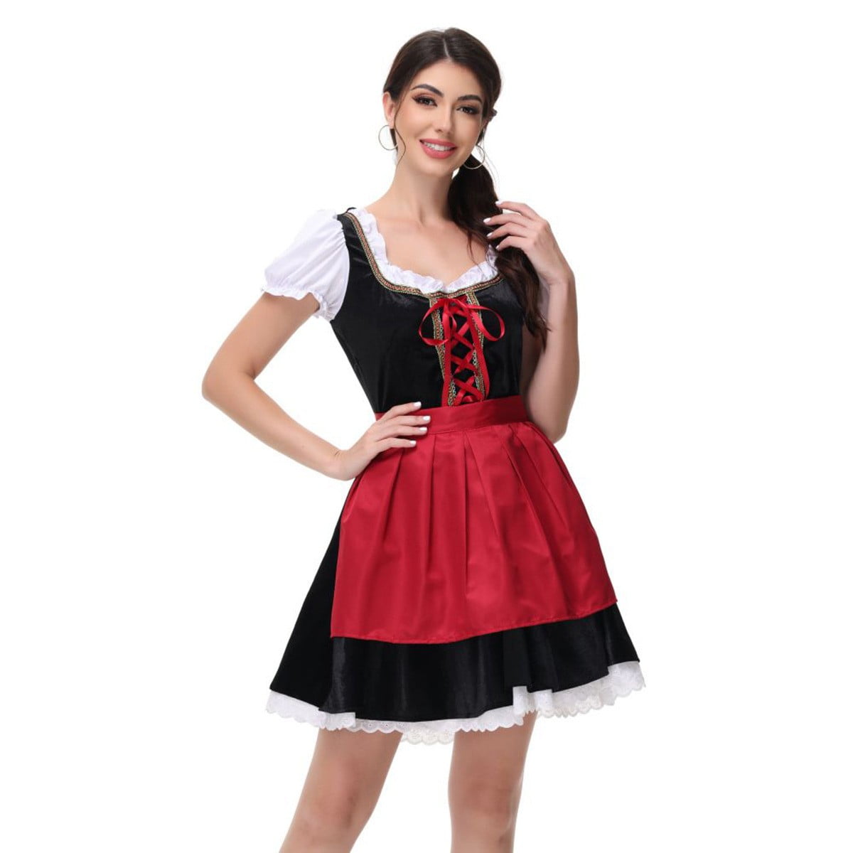 ANINEO Women Octoberfest Dirndl Dress Traditional German Festival ...