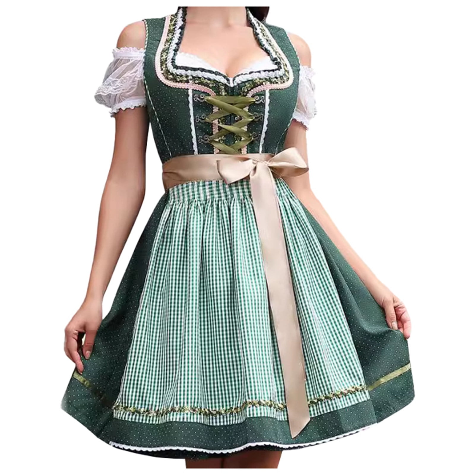 ANINEO Women Oktoberfest Dirndl Comfy Maid Uniform Party Dress For ...